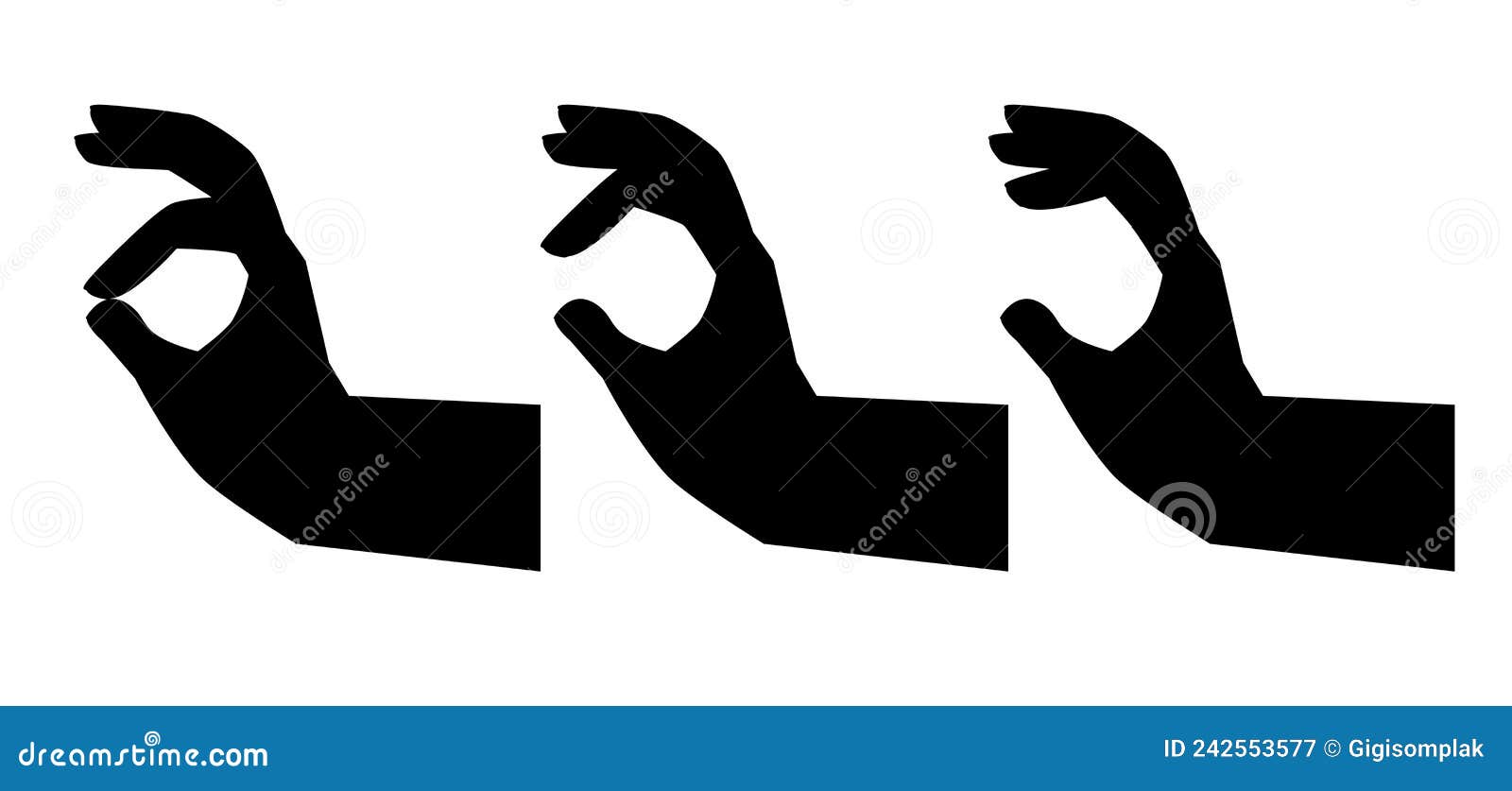 Conjunto Simple De Vector De Silueta 3 Mano De Mujer Sujetando O ...