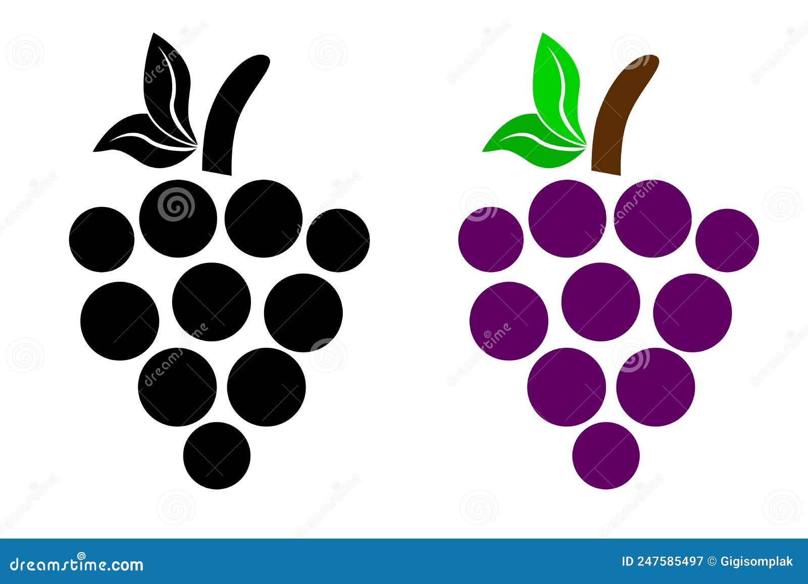 Conjunto Simple De Vectores 2 Uva Aislada En Blanco Ilustración del ...