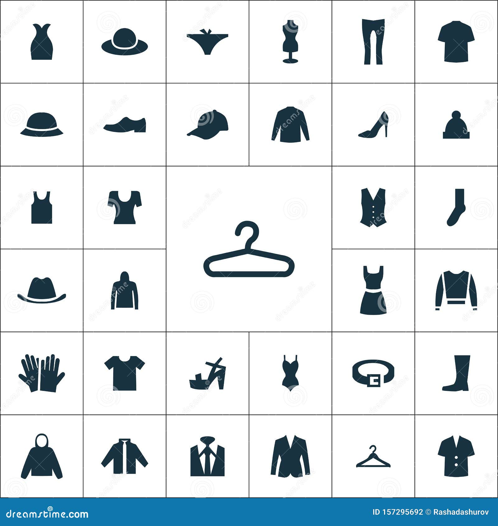 Conjunto Universal De Iconos De Ropa Ilustración del Vector ...