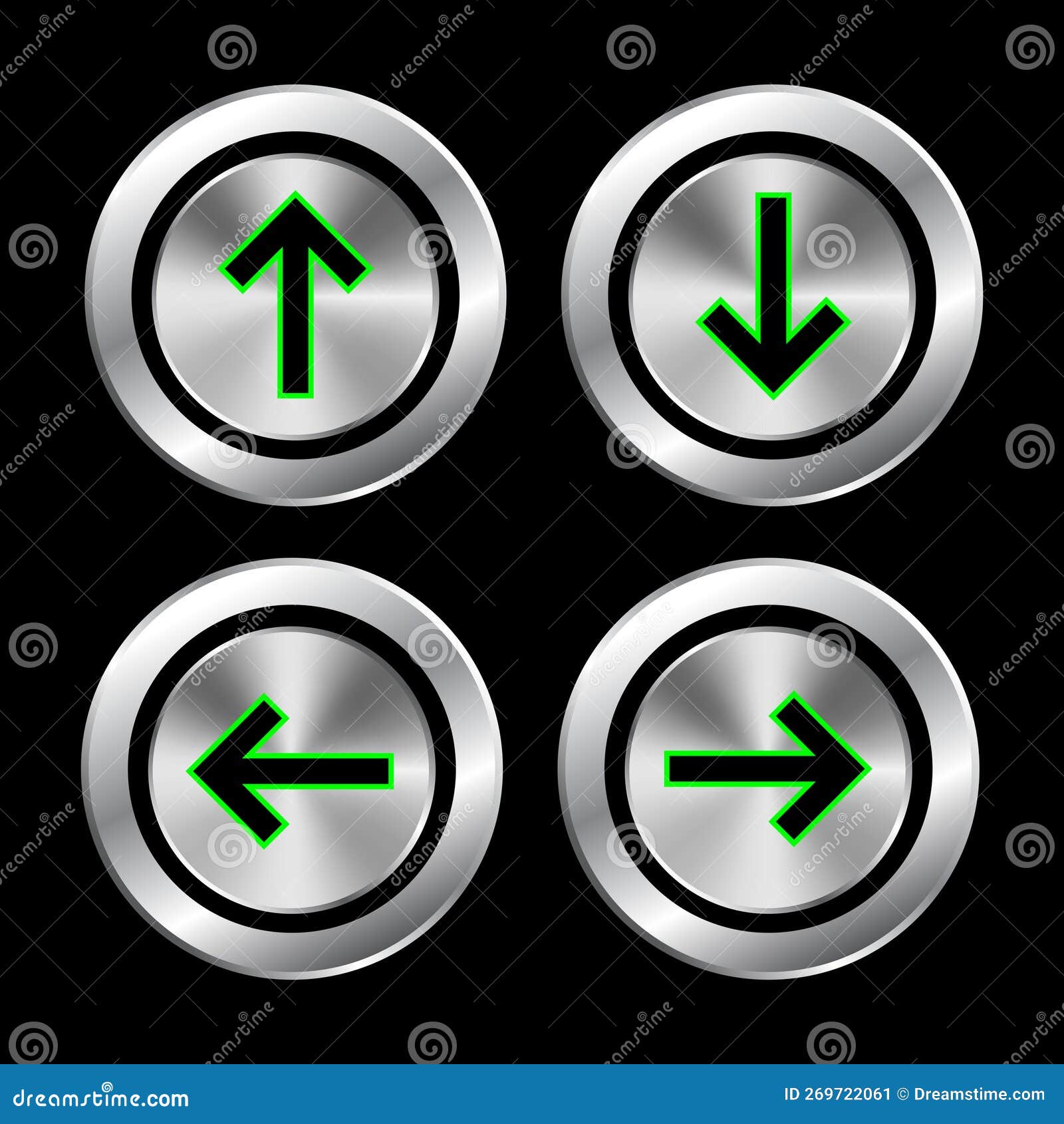 Conjunto Vectorial De Botones De Flechas. Botones De Plata Stock de ...