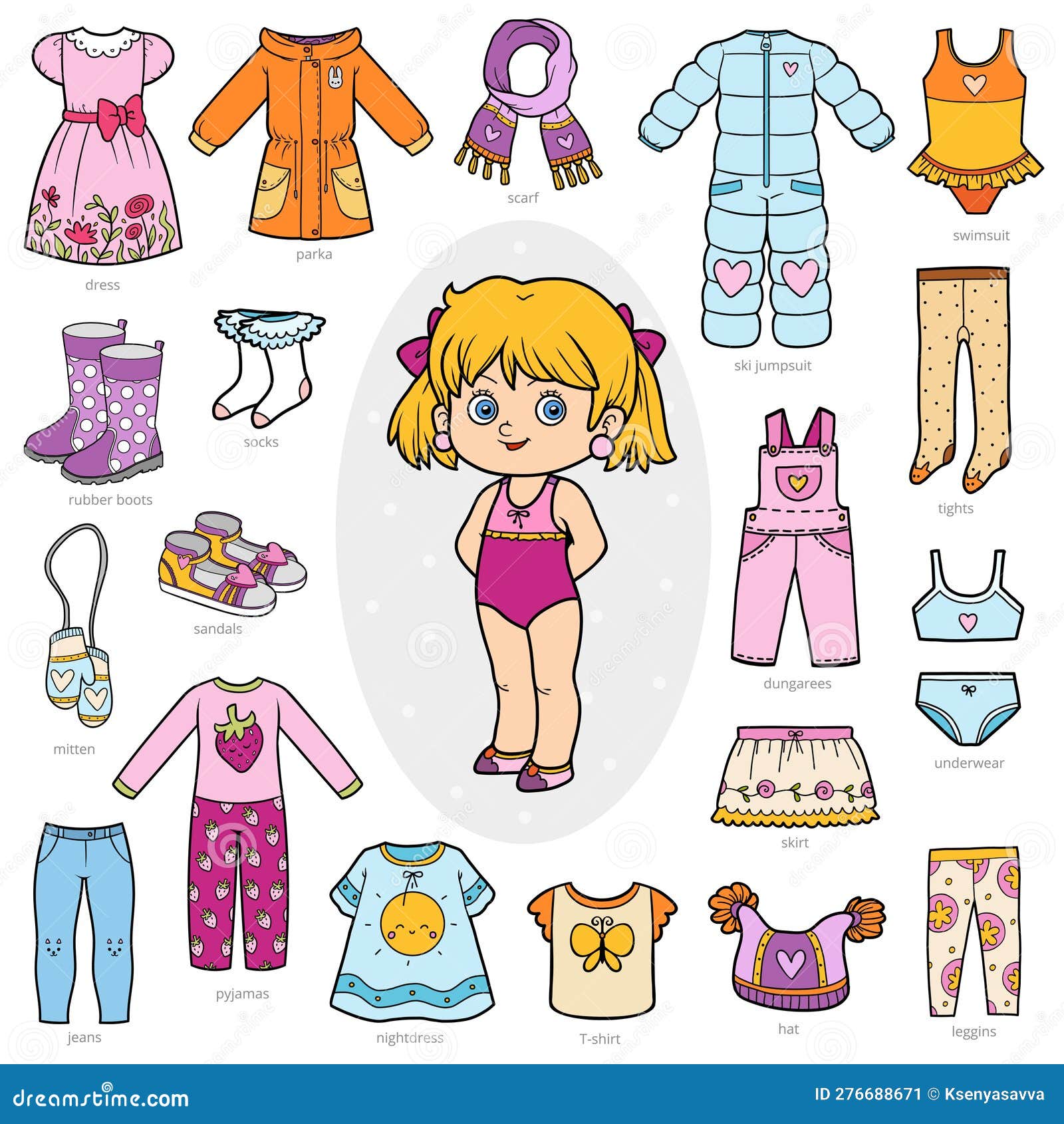 Conjunto Vectorial De Prendas De Vestir De Niñas Coloración De ... Conjunto Vectorial De Prendas De Vestir De Niñas Coloración De ...