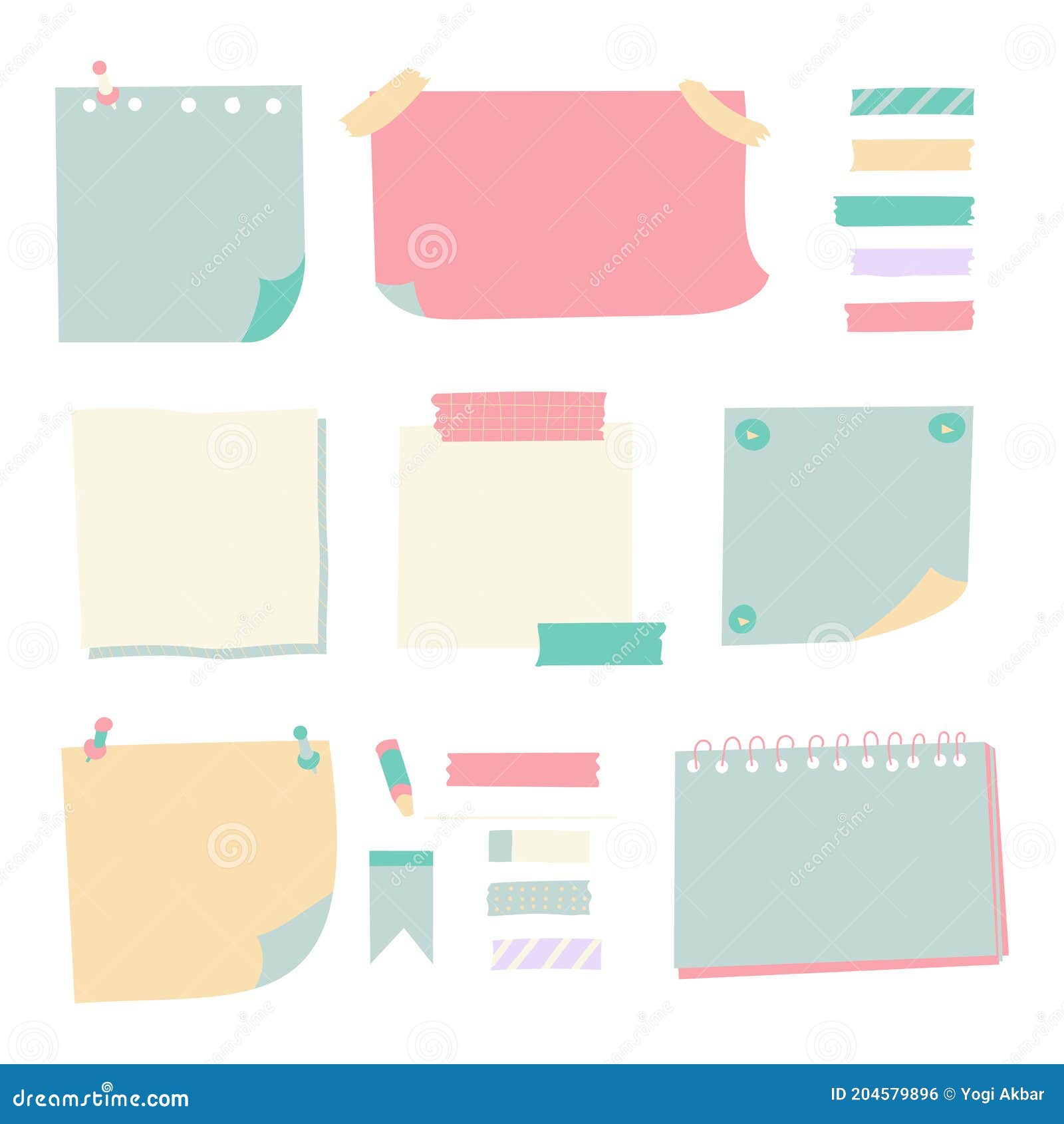 Conjunto Vectorial De Varias Notas Papel Ilustración del Vector ...