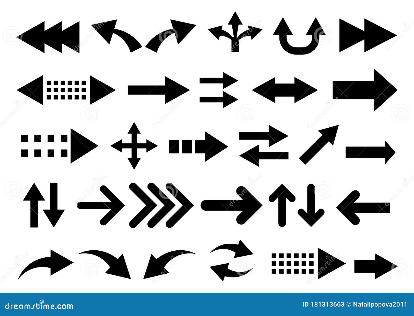 Conjunto Vetorial De Formas De Seta Isoladas Em Branco Ilustração Stock ...