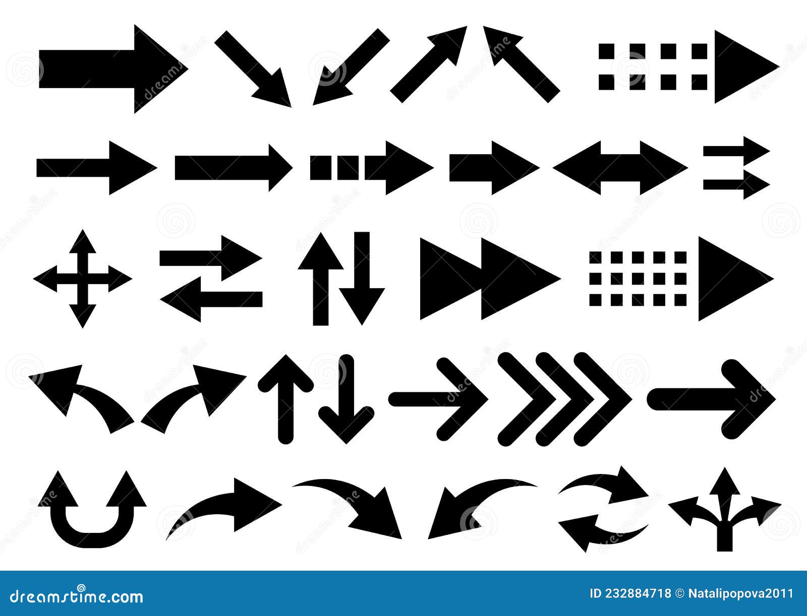 Conjunto Vetorial De Formas De Seta Isoladas Em Branco Ilustração do ...
