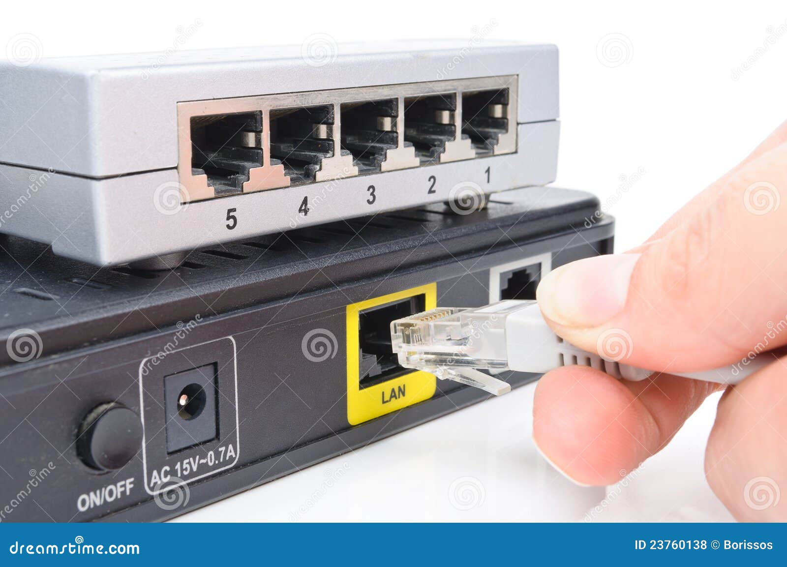 Connect the Cable To the Network Switch Stock Photo - Image of modem ...