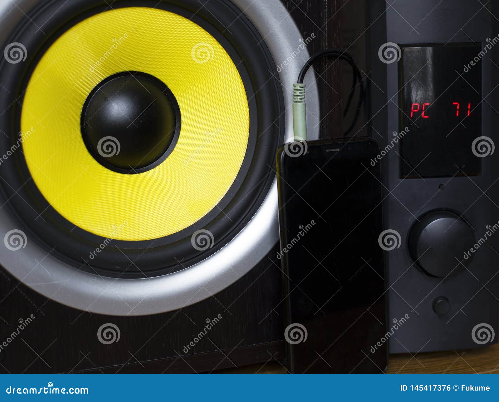 Connect Cable To Subwoofer Speakers.red Audio Output Stock Photo ...