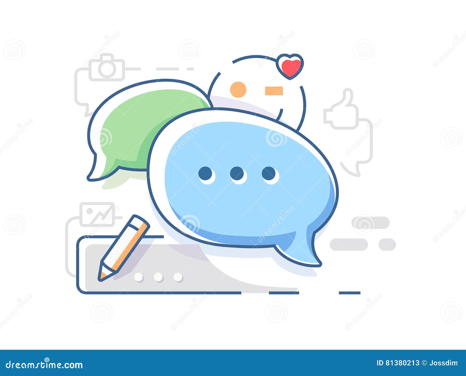 Chat, Chatting, Conversation, Dialogue Blue OutLine Logo With Place For ...