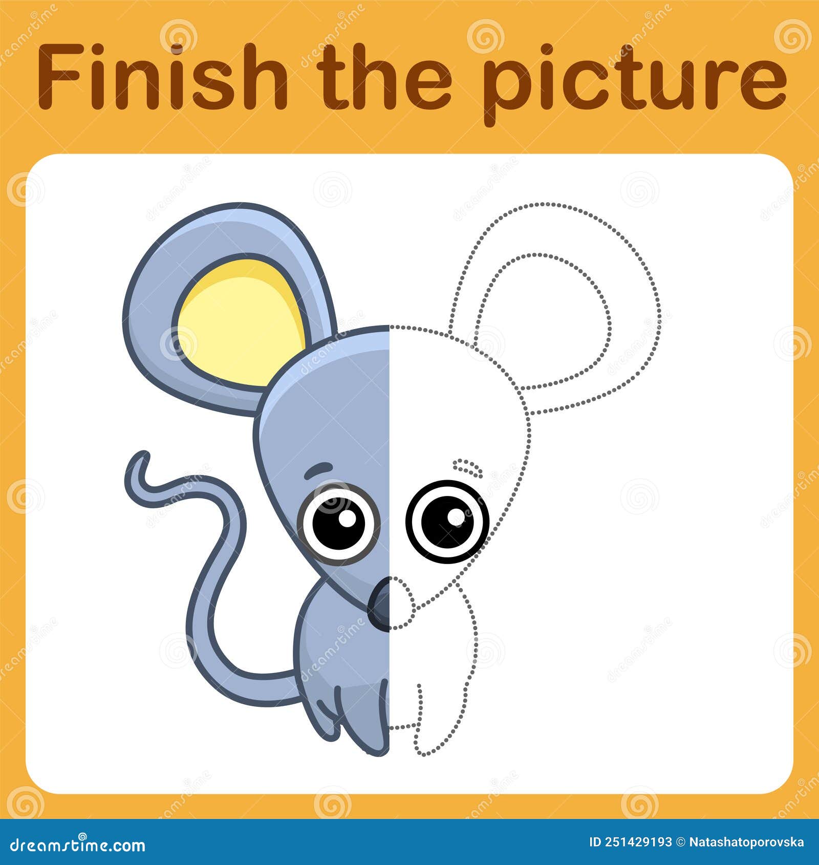 Connect the Dot and Complete the Picture. Simple Coloring Book of Mouse ...