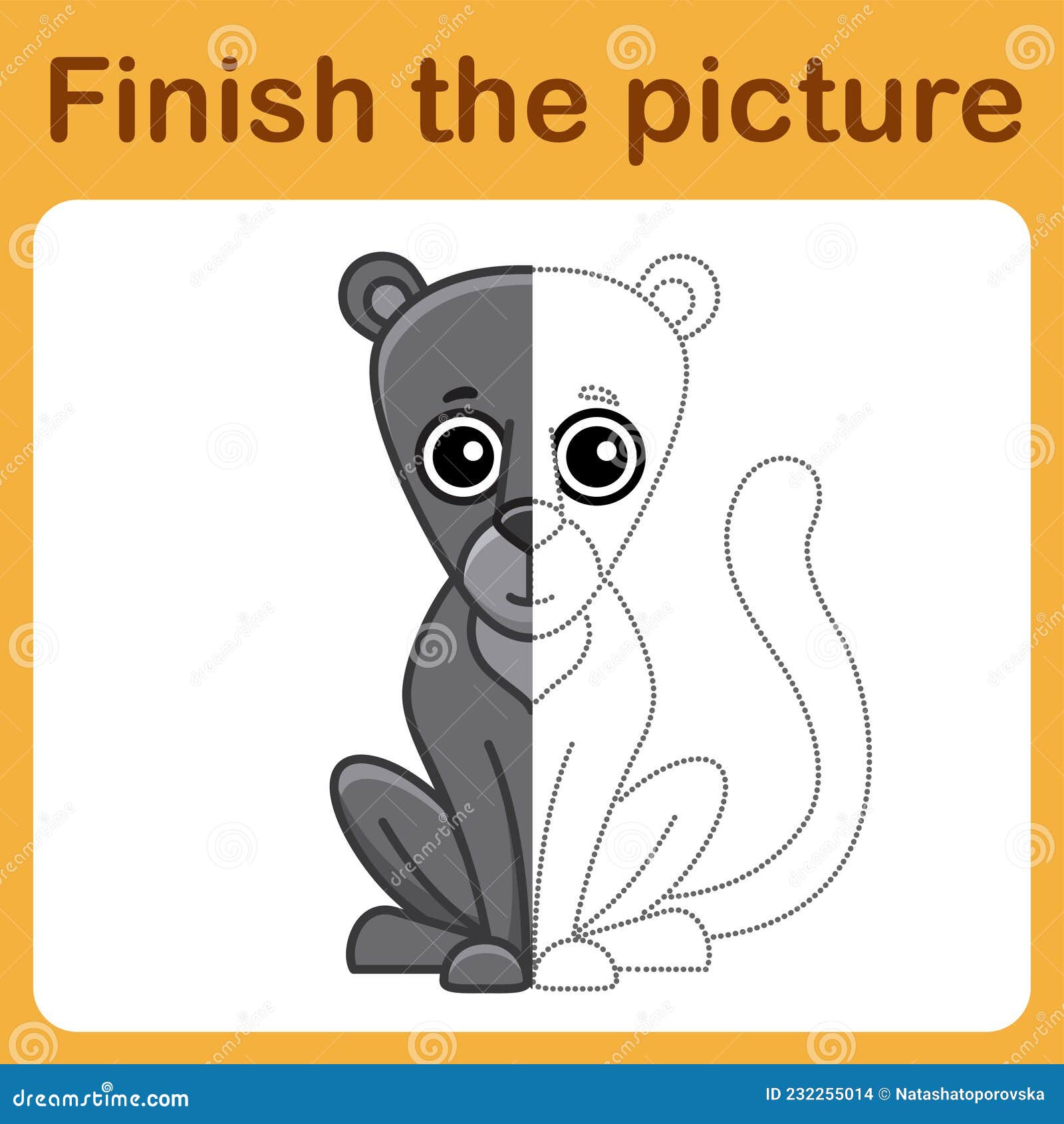 Connect The Dot And Complete The Picture. Simple Coloring Badger ...