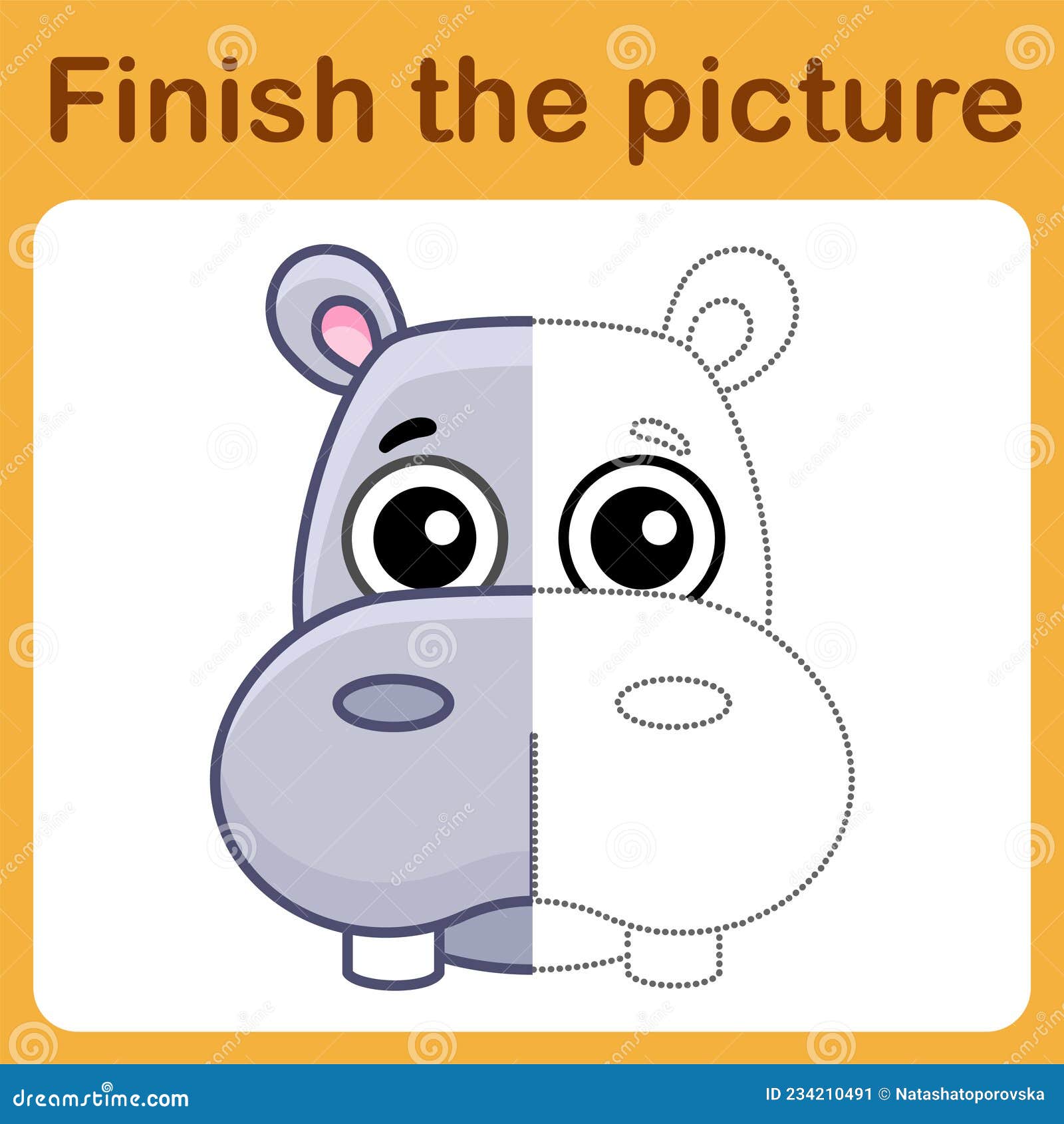 Connect the Dot and Complete the Picture. Simple Coloring Hippo ...