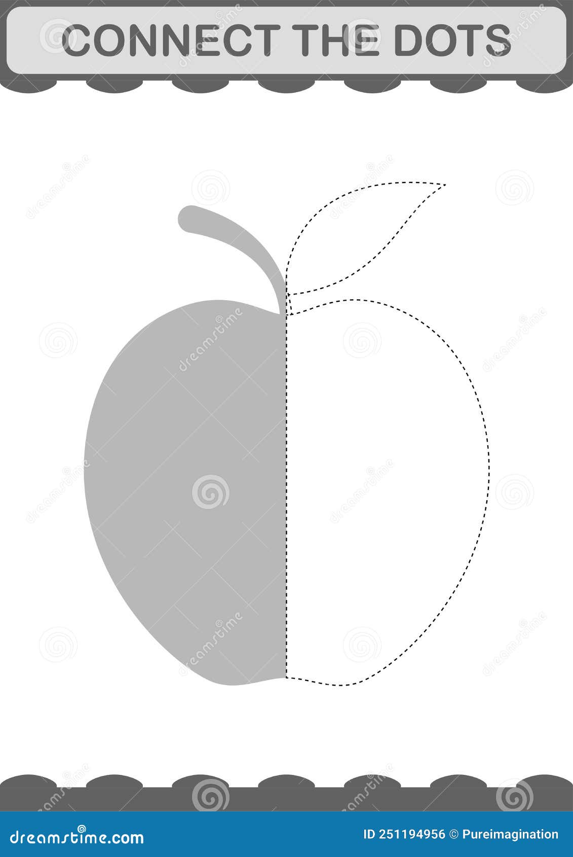 Connect the Dots Apple. Worksheet for Kids Stock Vector - Illustration ...