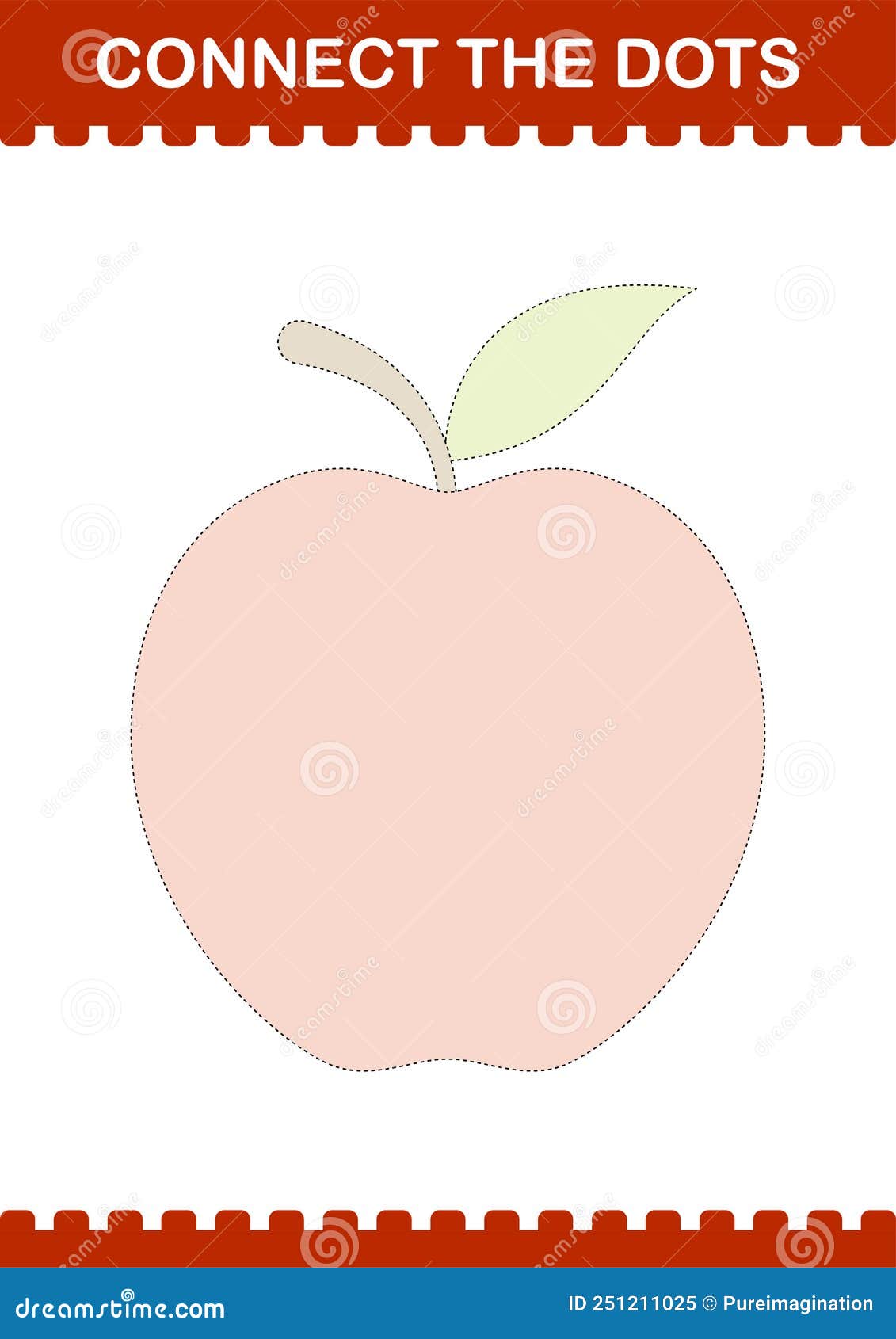 Connect the Dots Apple. Worksheet for Kids Stock Vector - Illustration ...