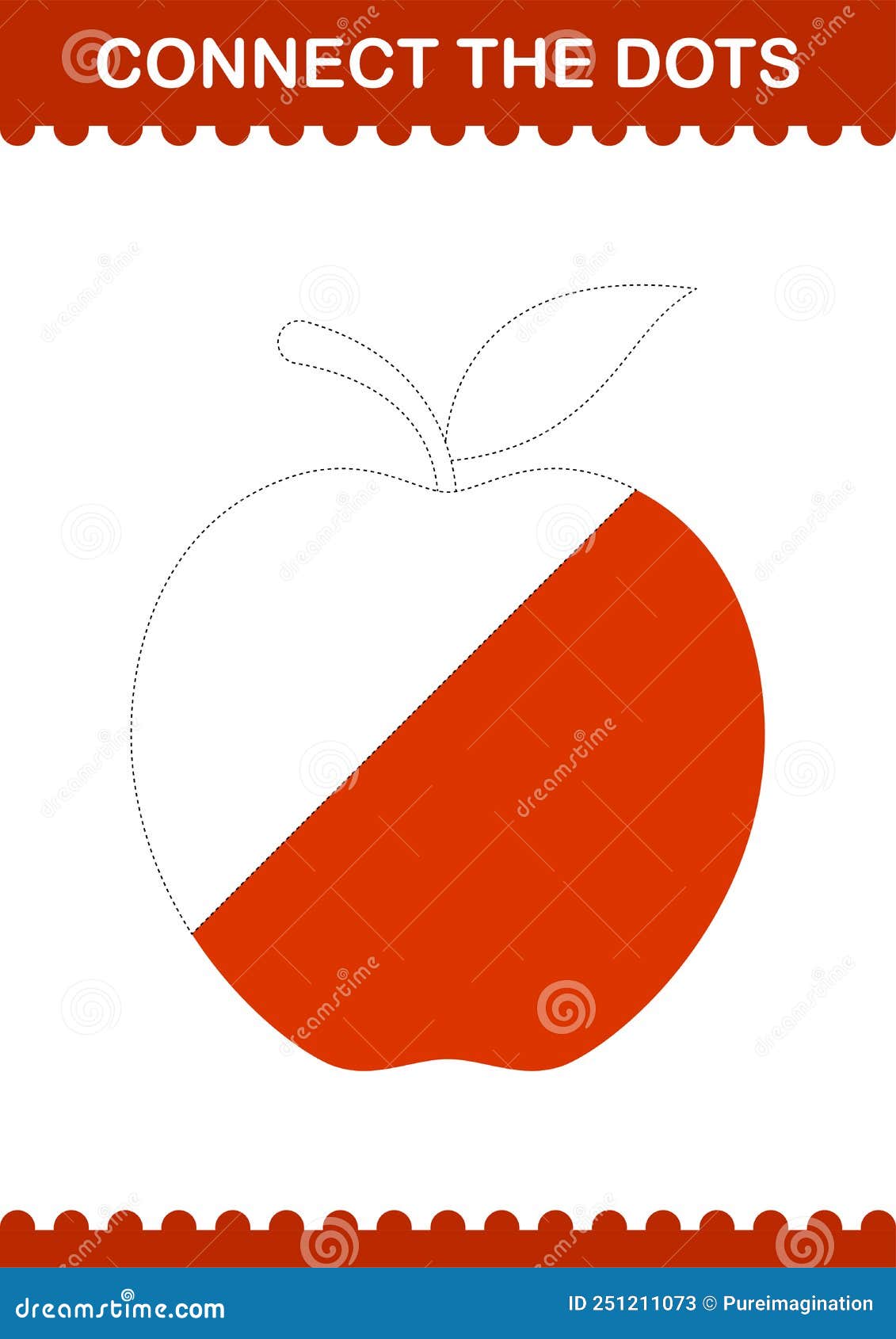 Connect the Dots Apple. Worksheet for Kids Stock Vector - Illustration ...