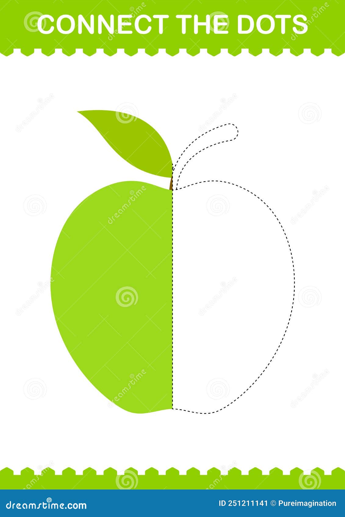 Connect the Dots Apple. Worksheet for Kids Stock Vector - Illustration ...