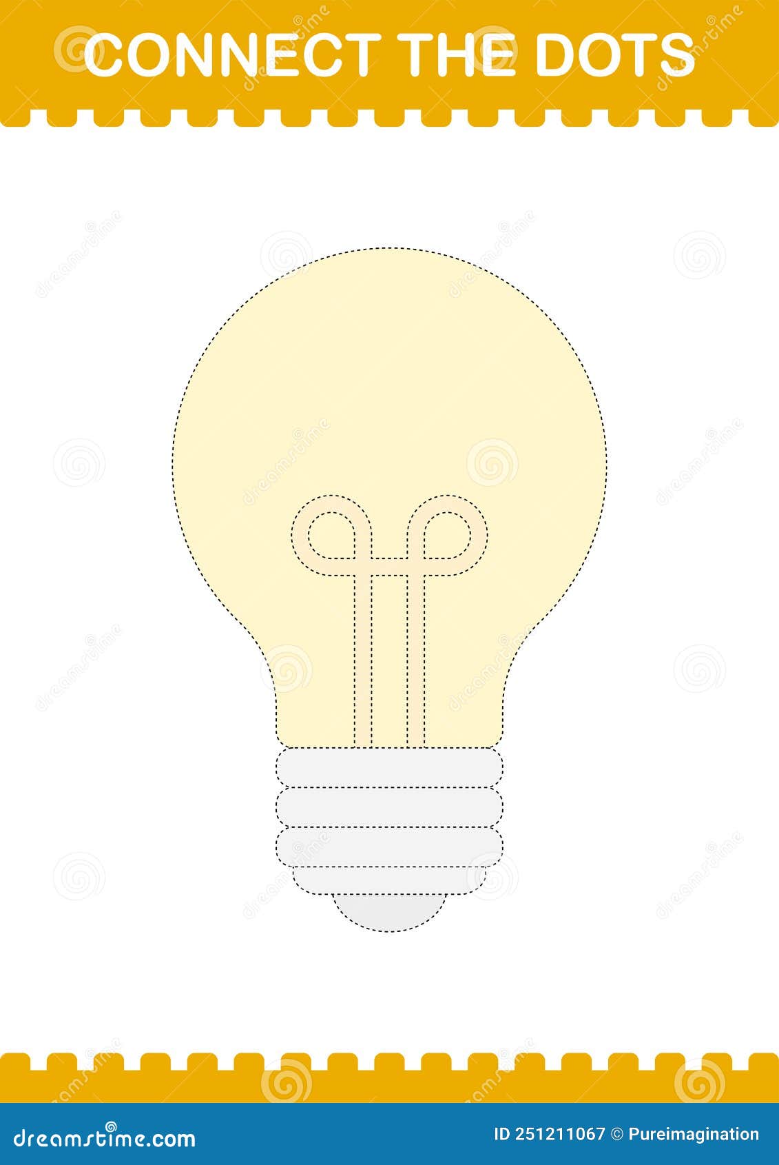 Connect the Dots Bulb. Worksheet for Kids Stock Vector - Illustration ...