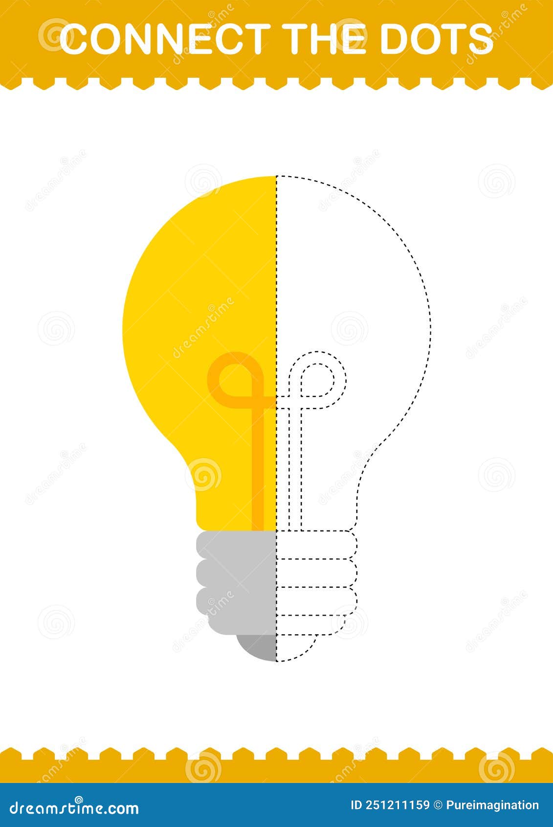 Connect the Dots Bulb. Worksheet for Kids Stock Vector - Illustration ...