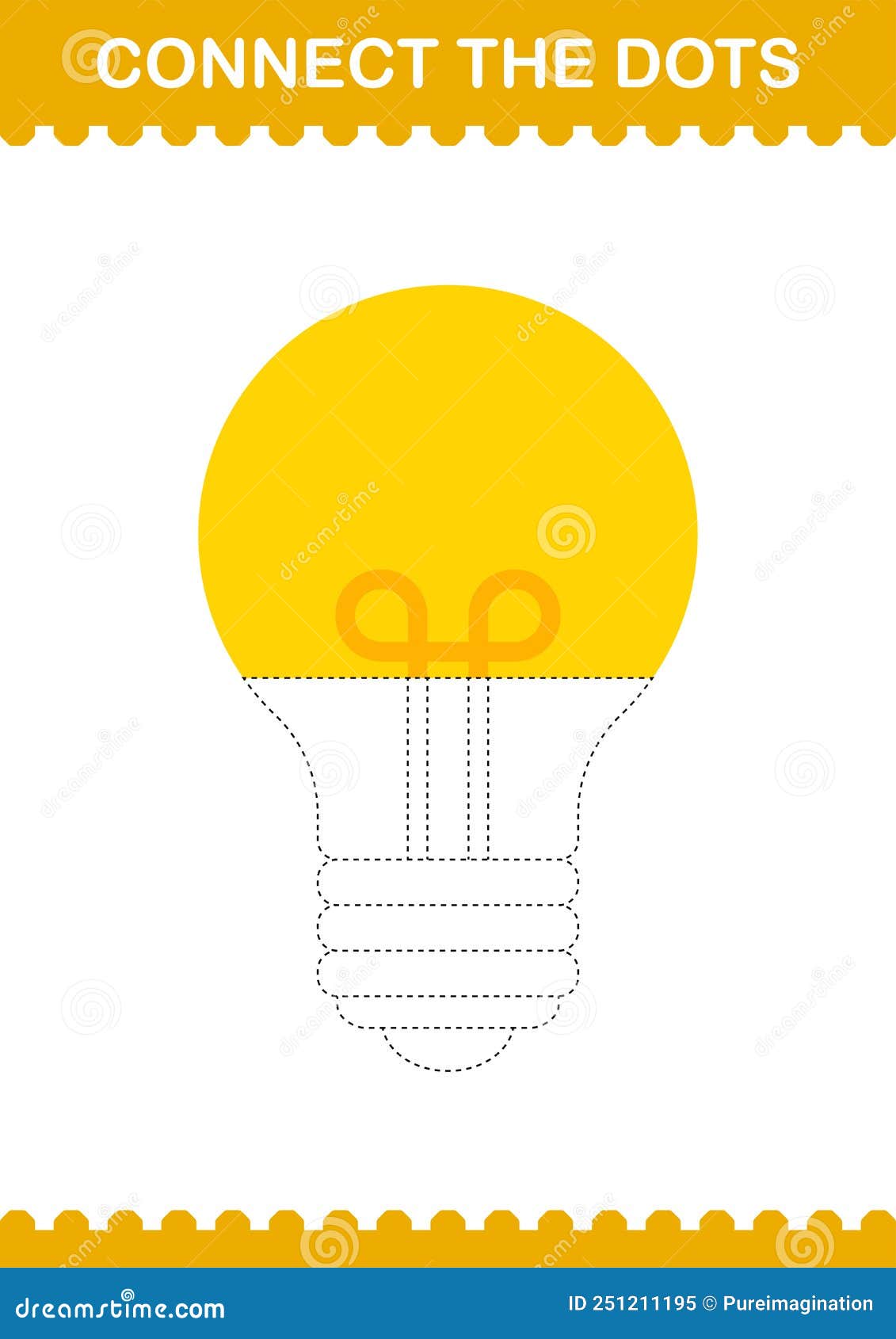Connect the Dots Bulb. Worksheet for Kids Stock Vector - Illustration ...