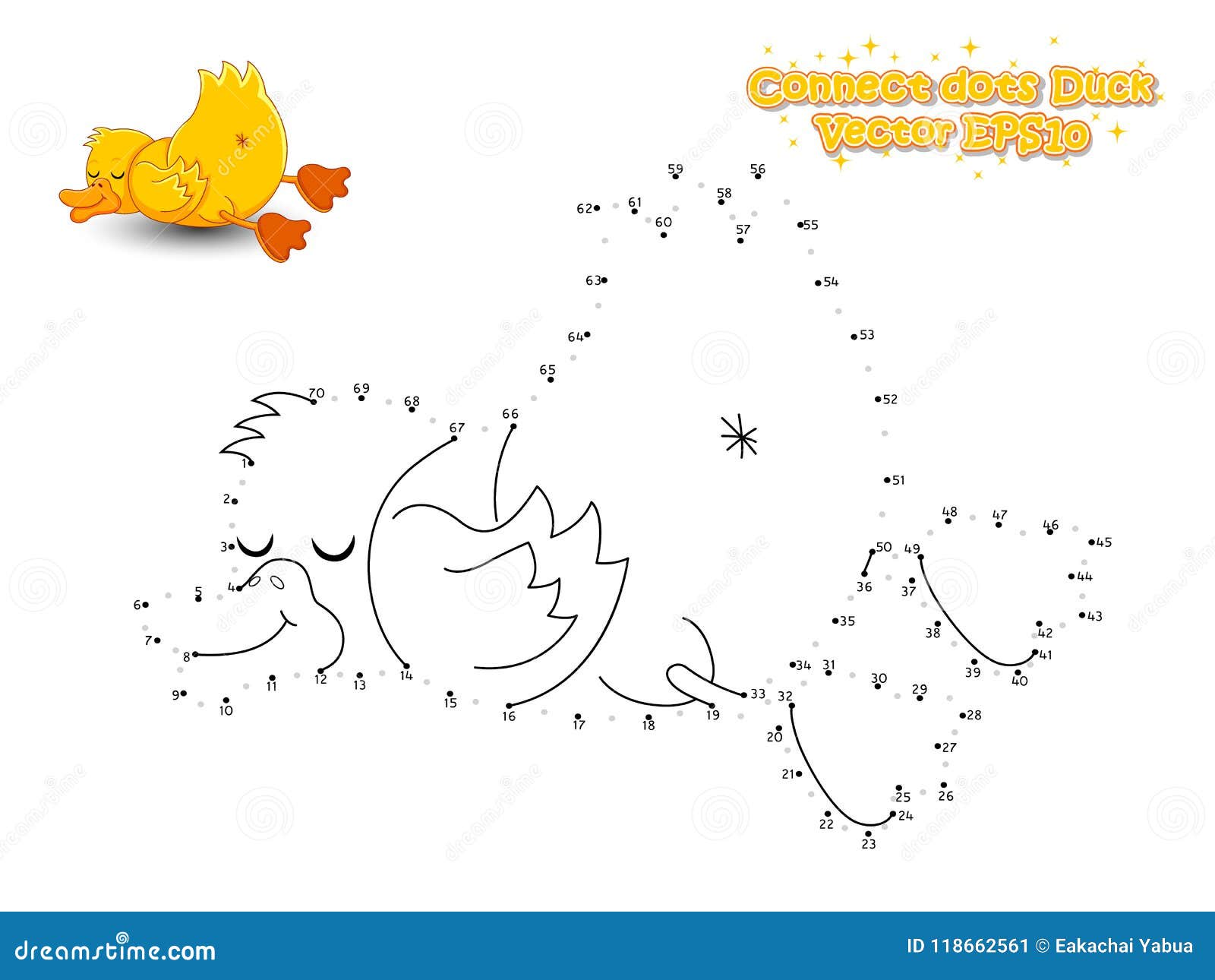 Connect the Dots and Draw Cute Cartoon Duck. Educational Game for Kids ... Connect the Dots and Draw Cute Cartoon Duck. Educational Game for Kids ...