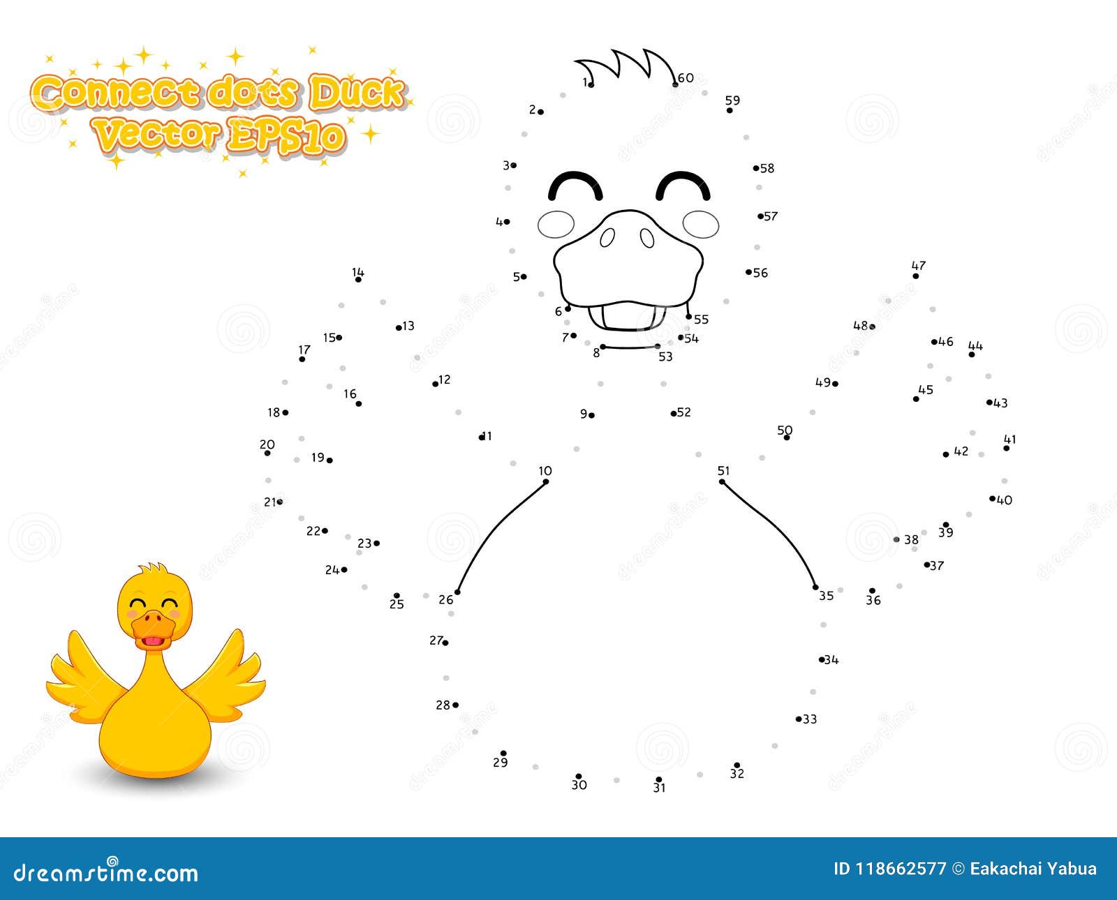 Duck Connect The Dots And Color Cartoon Vector | CartoonDealer.com ... Duck Connect The Dots And Color Cartoon Vector | CartoonDealer.com ...