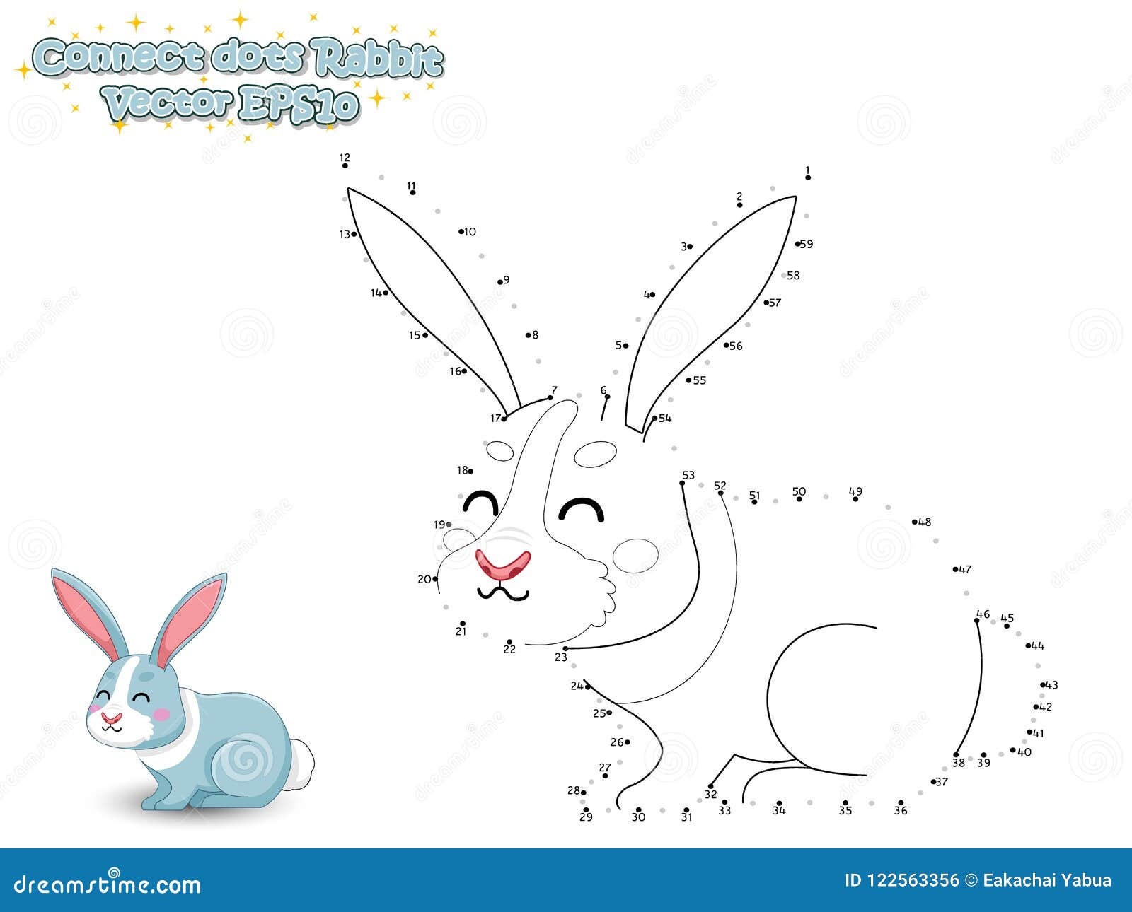 Connect the Dots and Draw Cute Cartoon Rabbit. Educational Game Stock ...