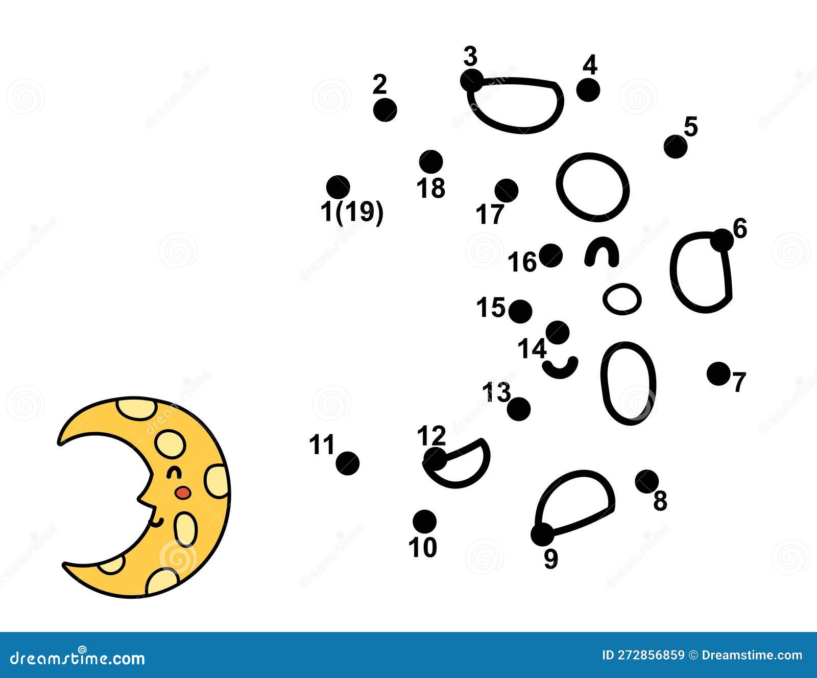 Connect the Dots and Draw the Moon. Space Dot To Dot Game Stock Vector ...