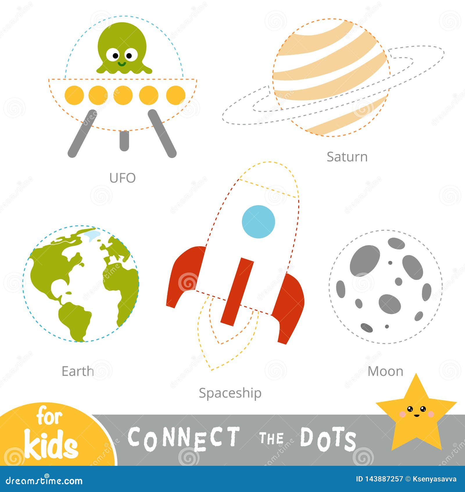 Connect the Dots, Education Game for Children. a Set of Space Objects ... Connect the Dots, Education Game for Children. a Set of Space Objects ...