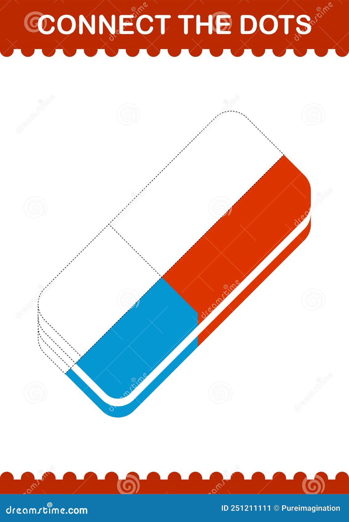 Connect the Dots Eraser. Worksheet for Kids Stock Vector - Illustration ...