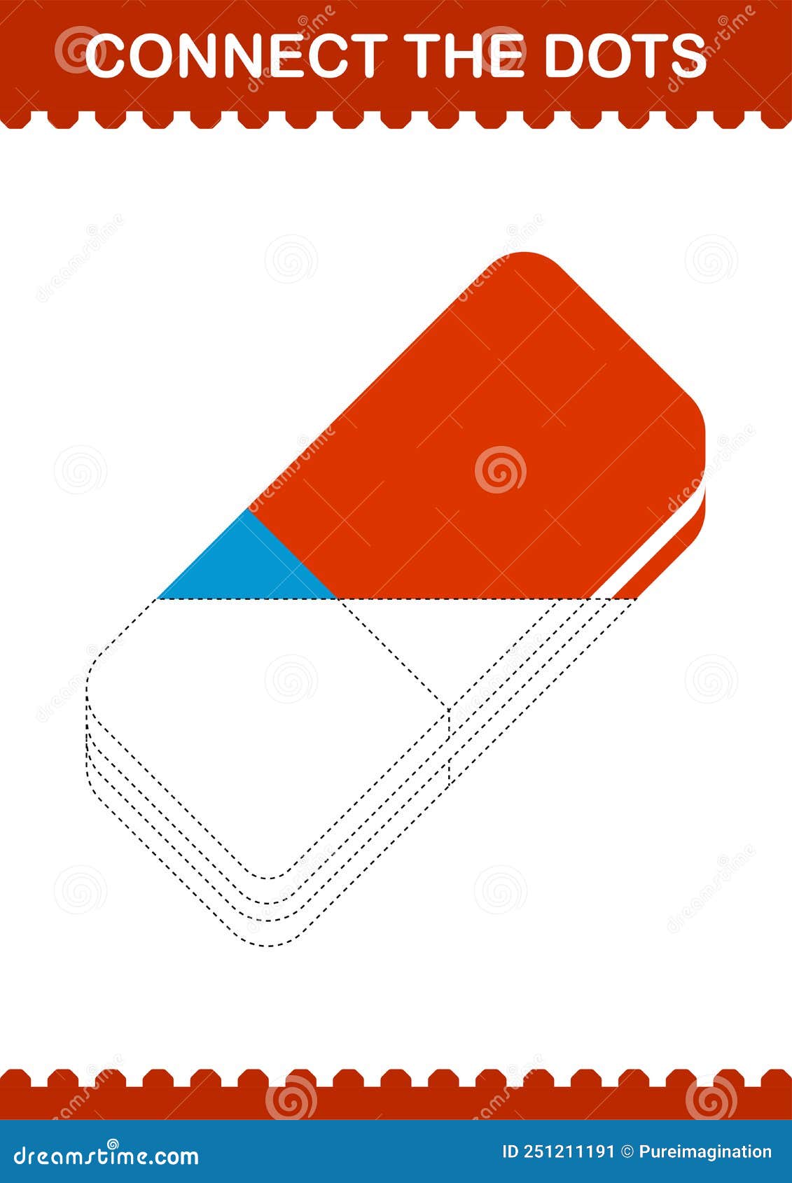 Connect the Dots Eraser. Worksheet for Kids Stock Vector - Illustration ...