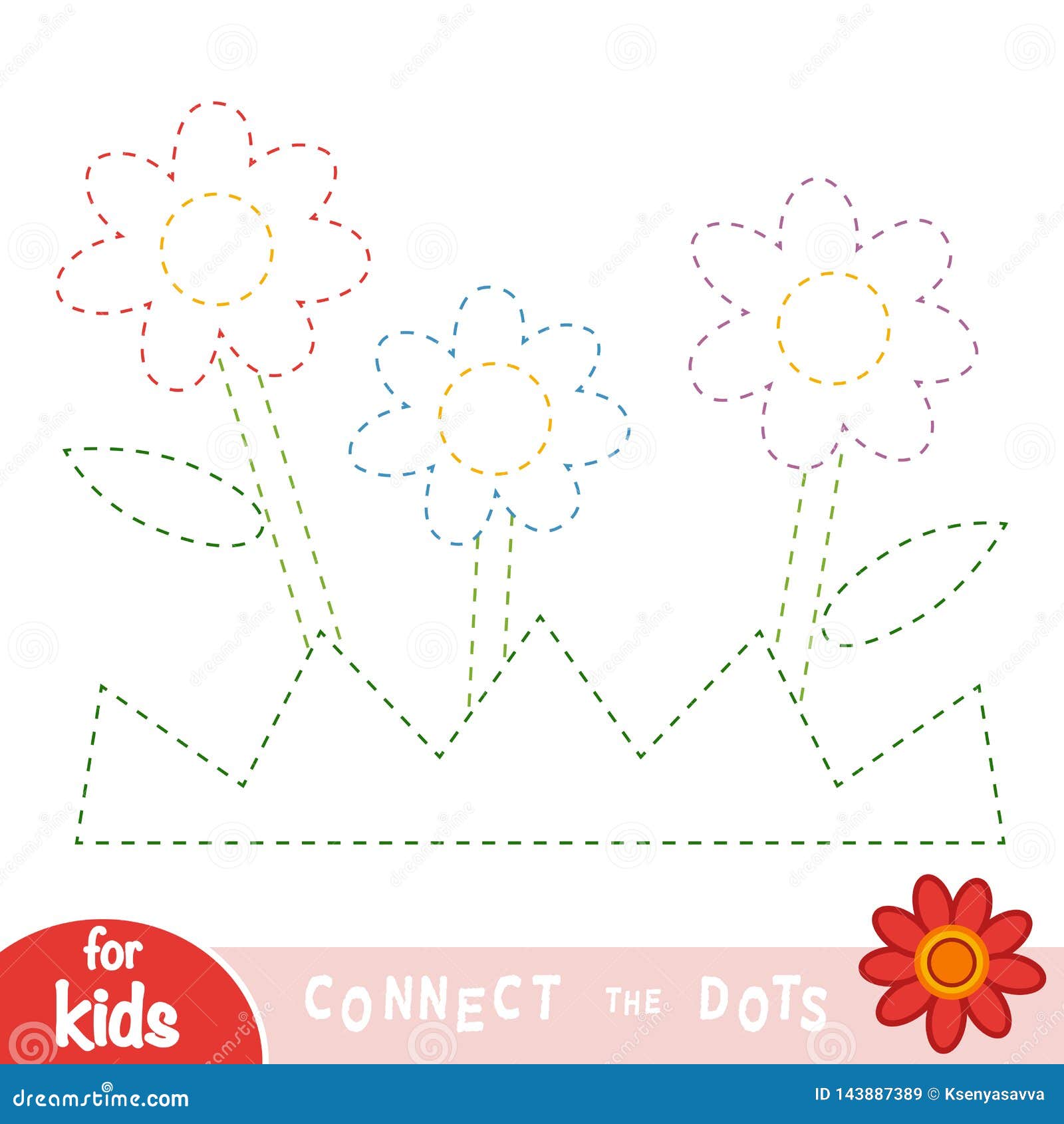 Connect the Dots, Game for Children, Flowers and Grass Stock Vector ...
