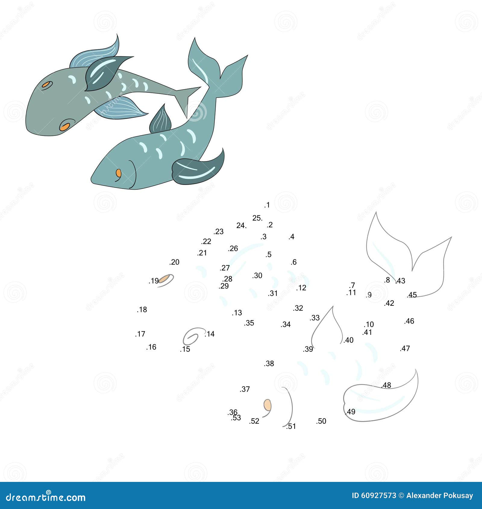 Dot To Dot Game. Sea Fish. Connect The Dots By Numbers To Draw The Fish ...