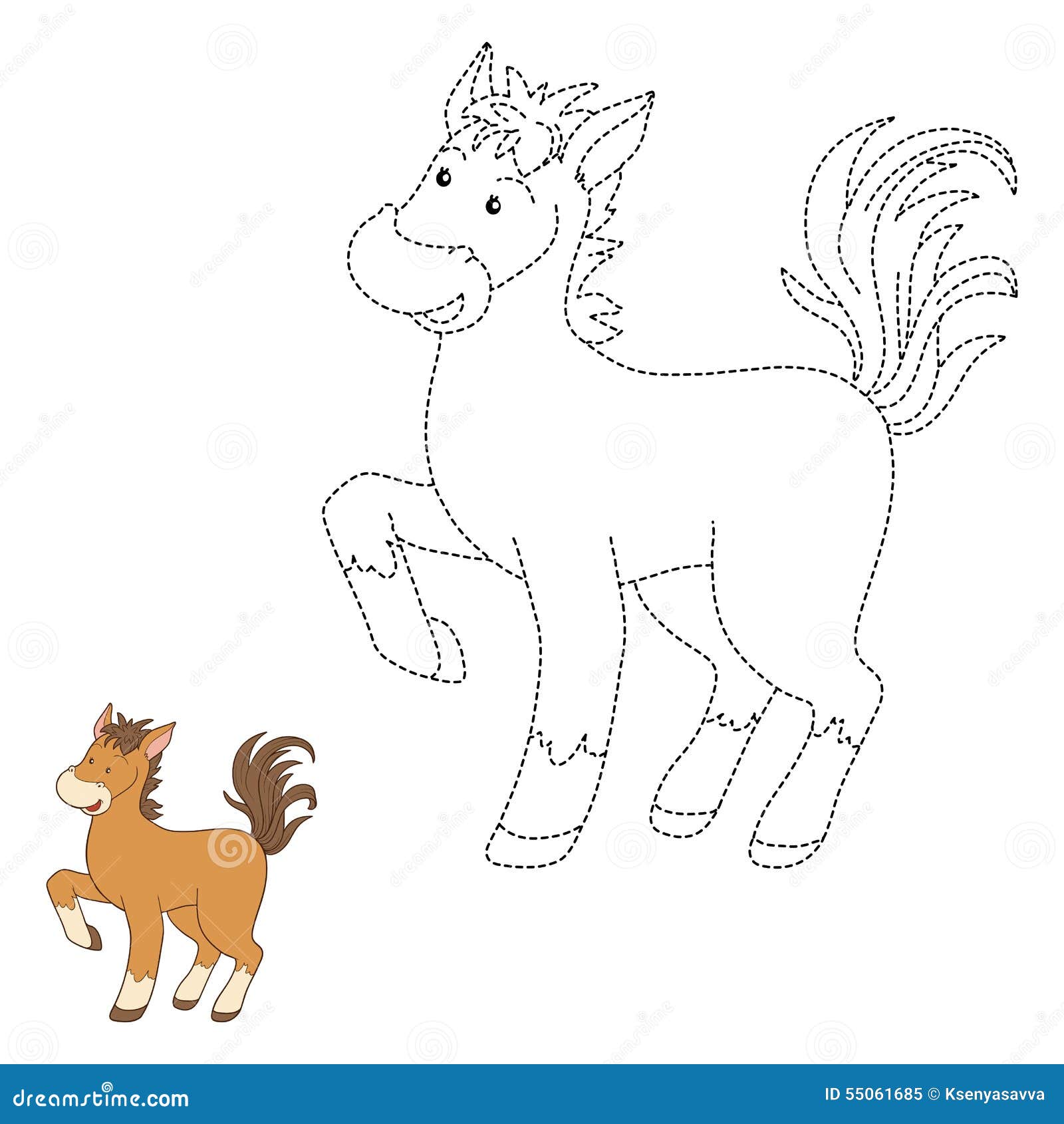 Connect the dots (horse) stock vector. Illustration of conundrum - 55061685