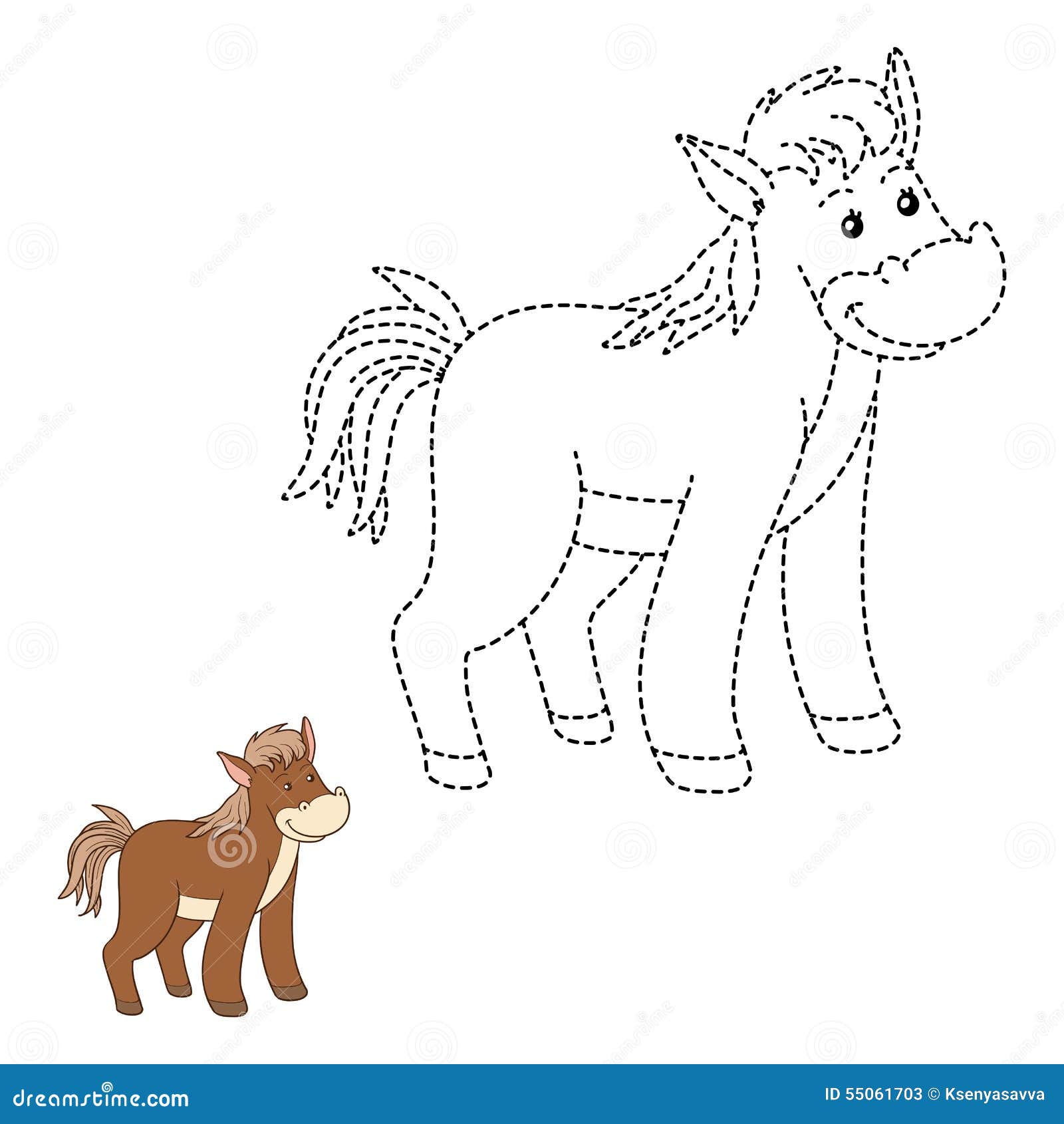 Connect the dots (horse) stock vector. Illustration of friendly - 55061703