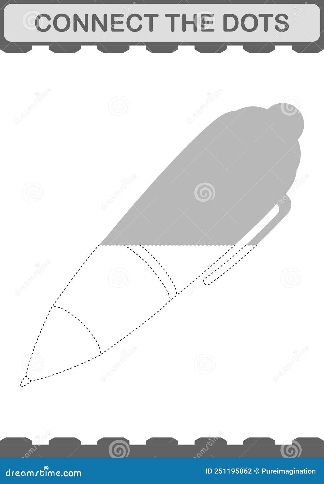 Connect the Dots Pen. Worksheet for Kids Stock Vector - Illustration of ...