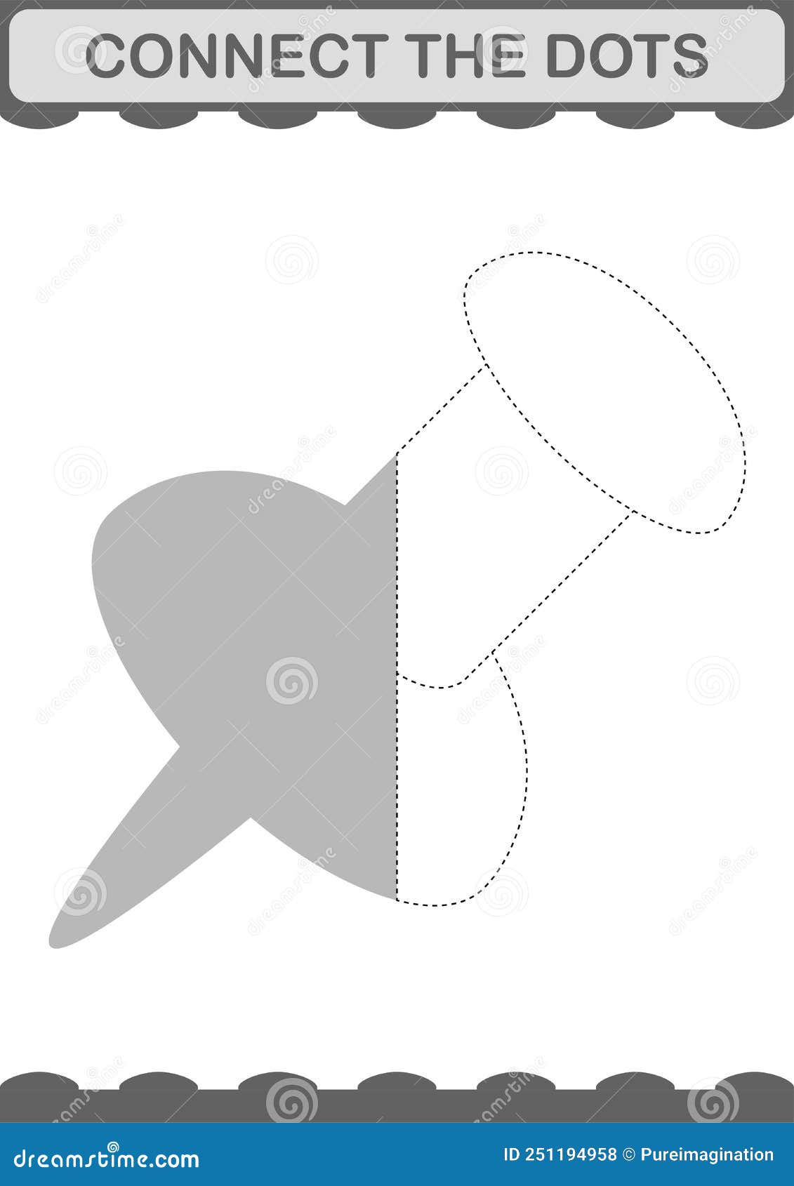 Connect the Dots Push Pin. Worksheet for Kids Stock Vector ...