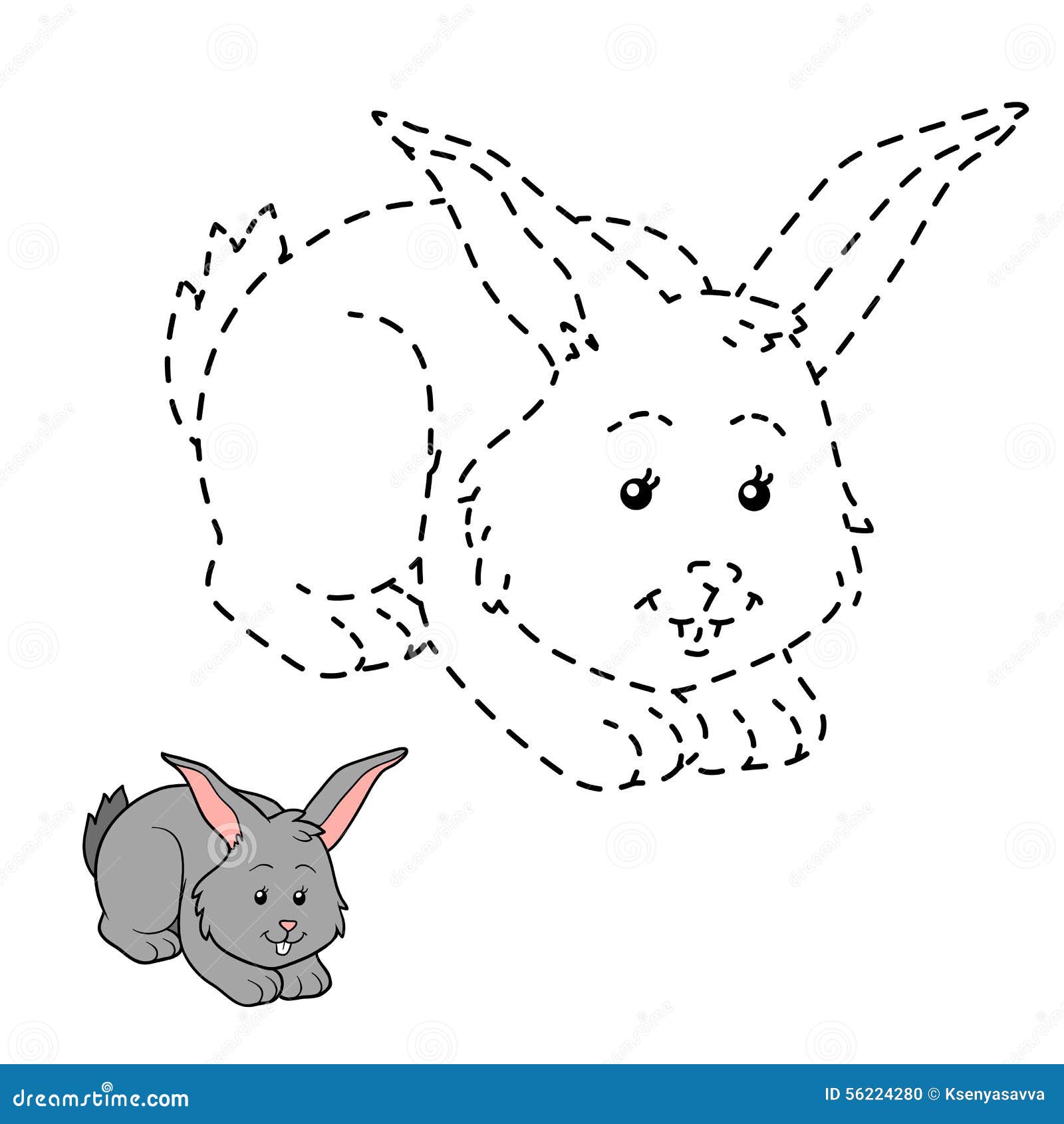 Connect the dots (rabbit) stock vector. Illustration of learning - 56224280