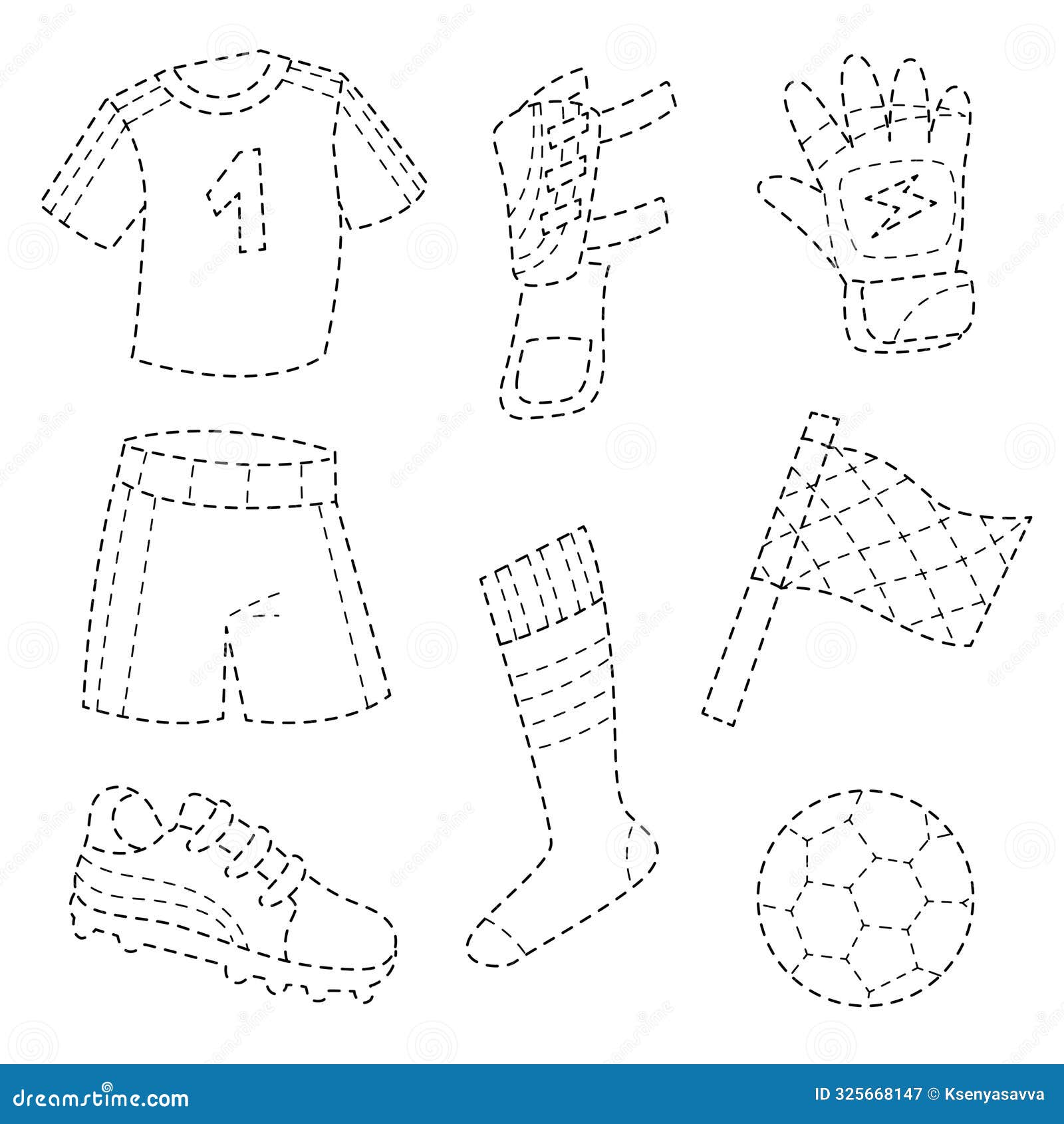Connect the Dots, Set of Football Objects. Activity Educational Game ...