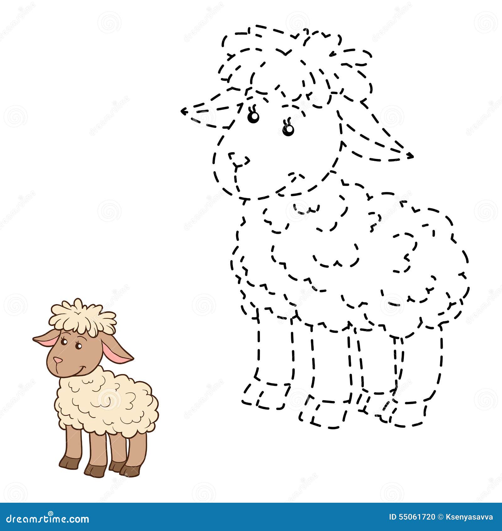Connect the dots (sheep) stock vector. Illustration of curly - 55061720