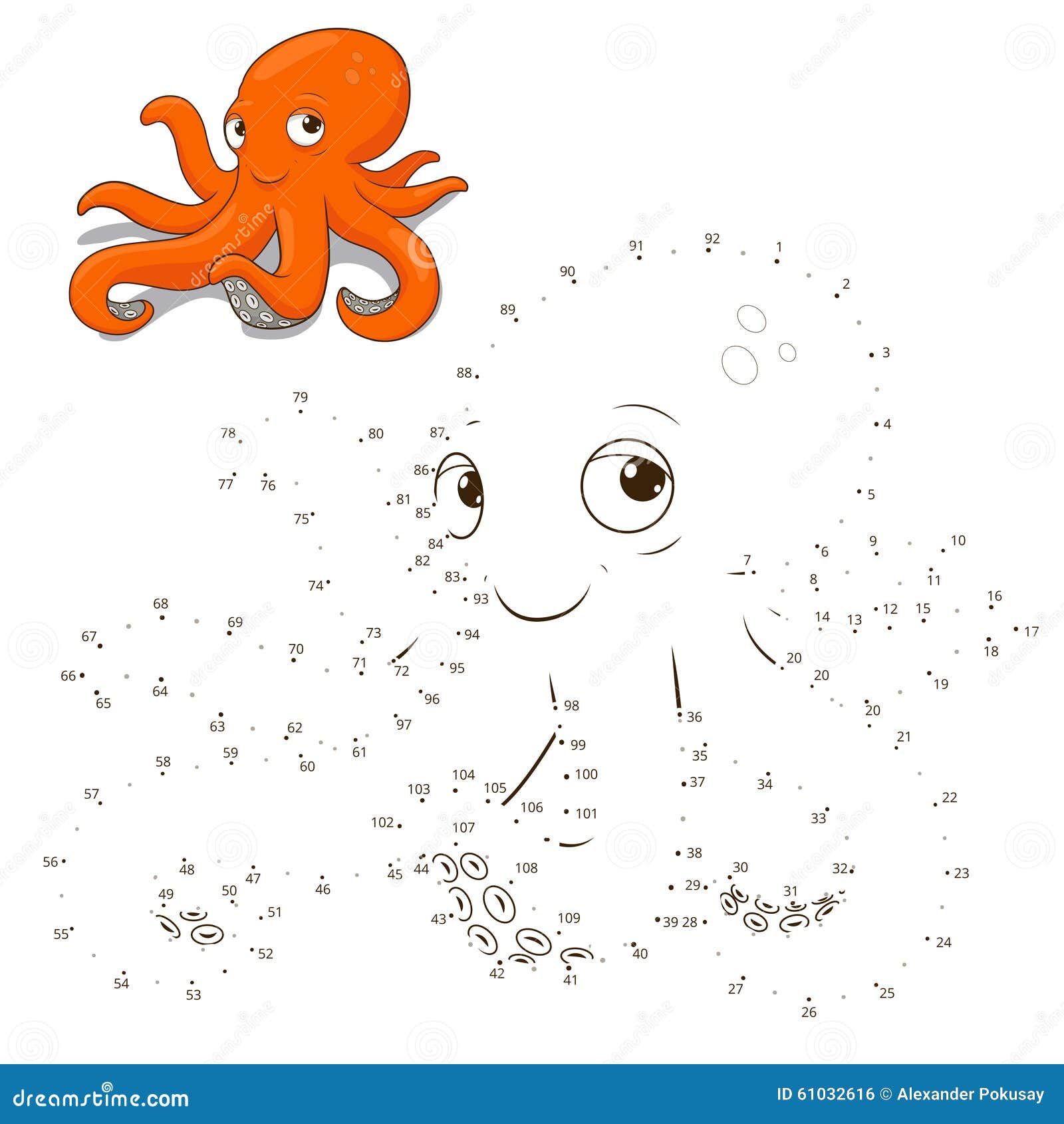 Connect the Dots To Draw Game Octopus Vector Stock Vector ...
