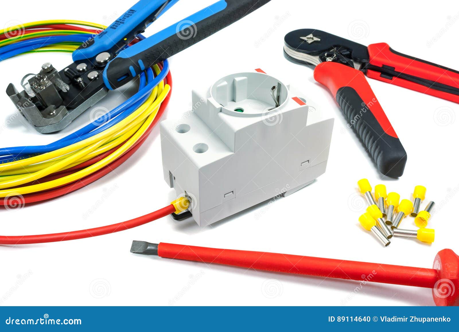 Connect The Electrical Outlet To The Power Cable On A White Background ...