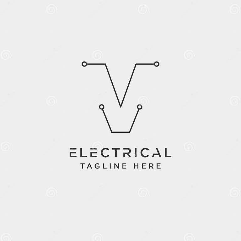 Connect or Electrical V Logo Design Vector Icon Element Isolated Stock ...