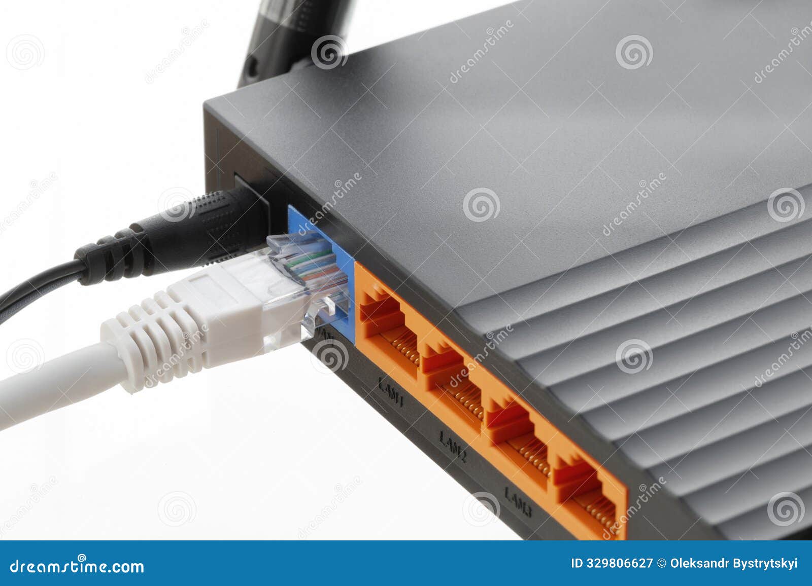 Connect an Ethernet Cable To a Wireless Router, Rj45 and Electric ...
