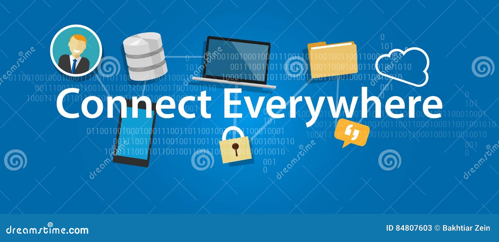 Connect Everywhere Anywhere Working Mobile Stock Vector - Illustration ...