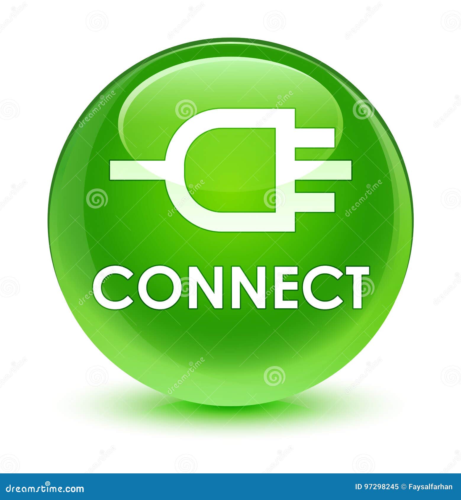 Connect Glassy Green Round Button Stock Illustration - Illustration of ...