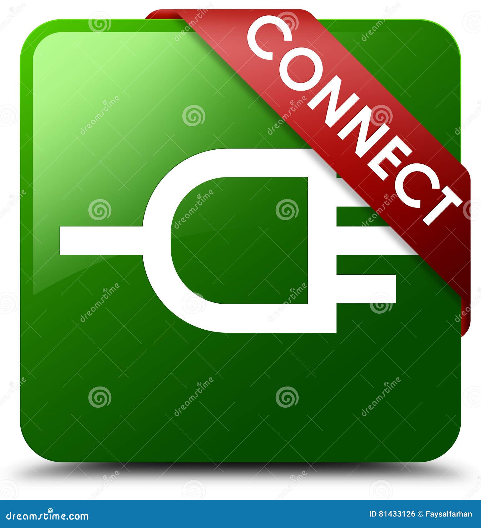 Connect Green Square Button Stock Illustration - Illustration of ...