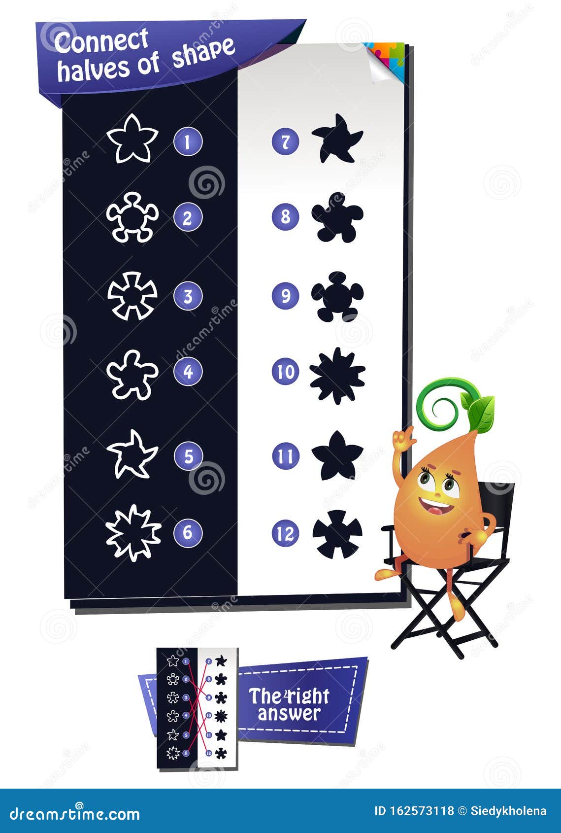 Connect Halves of Shape Kids Stock Illustration - Illustration of adult ...