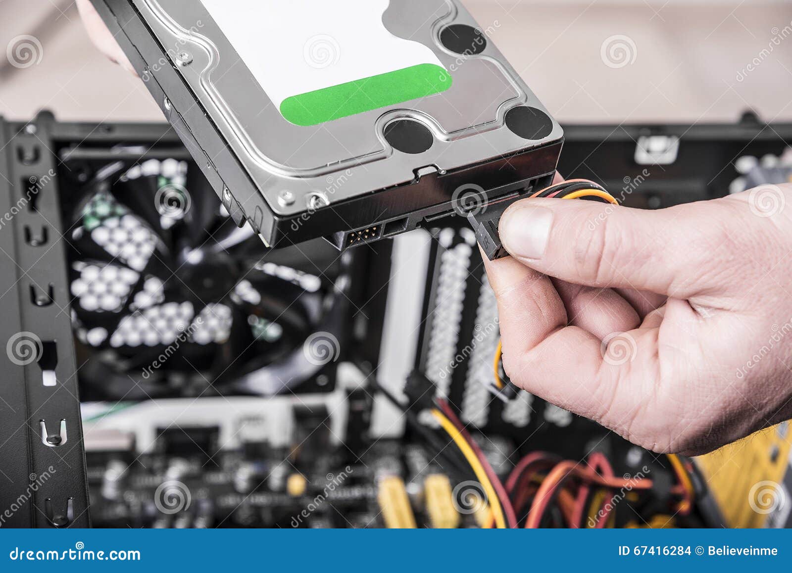 Connect the hard drive. stock photo. Image of install - 67416284