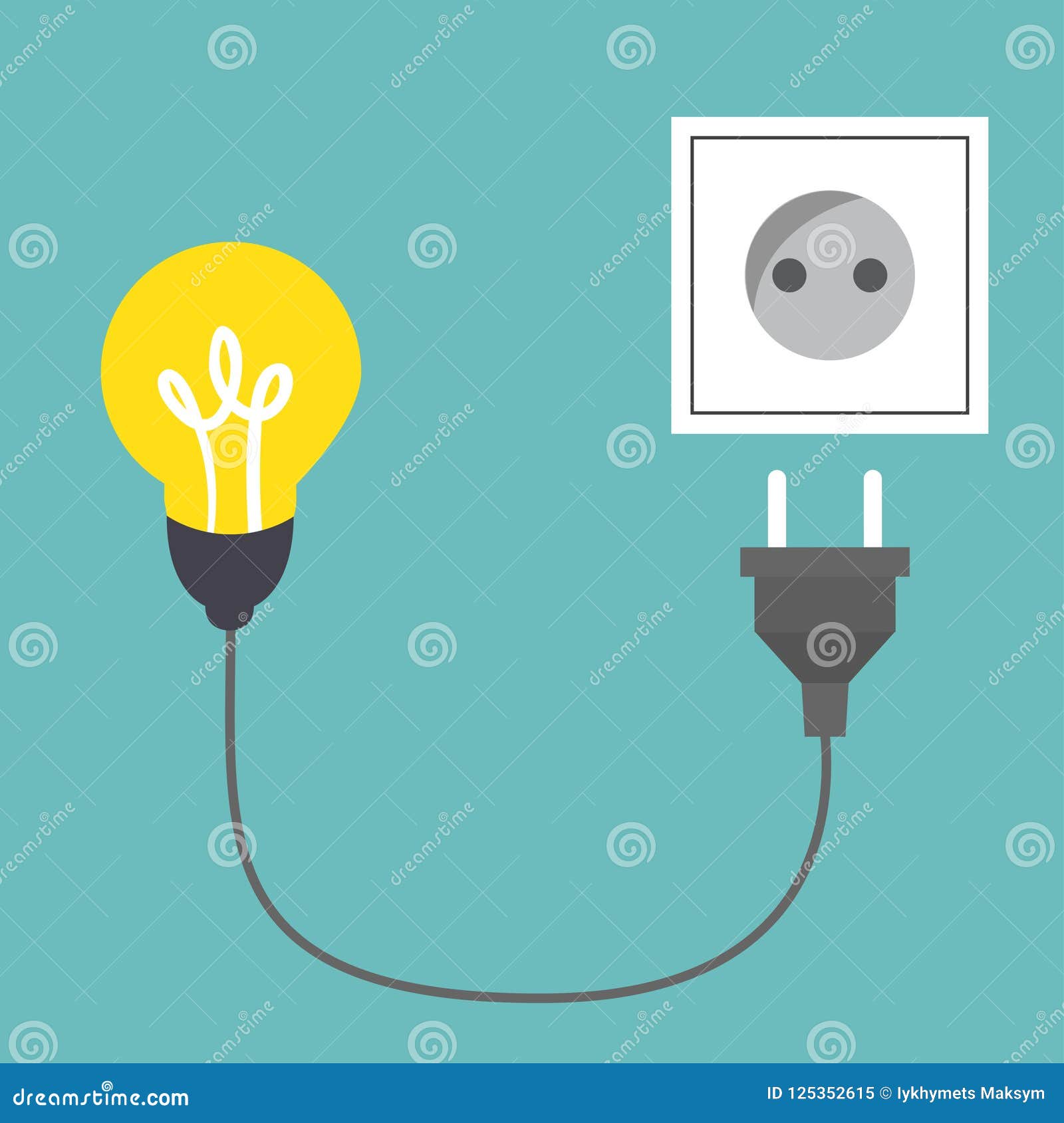 Connect Idea. Bulb Light, Cord Electrical Plug Connected To Power ...