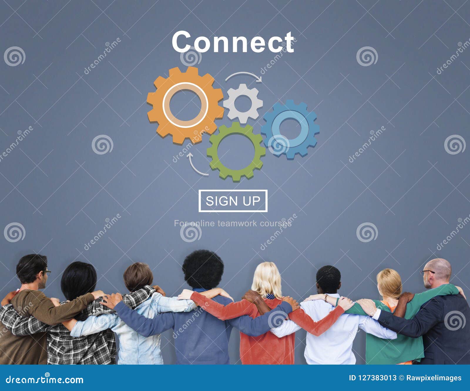 Teamwork with Connect Interaction Concept Stock Image - Image of ...