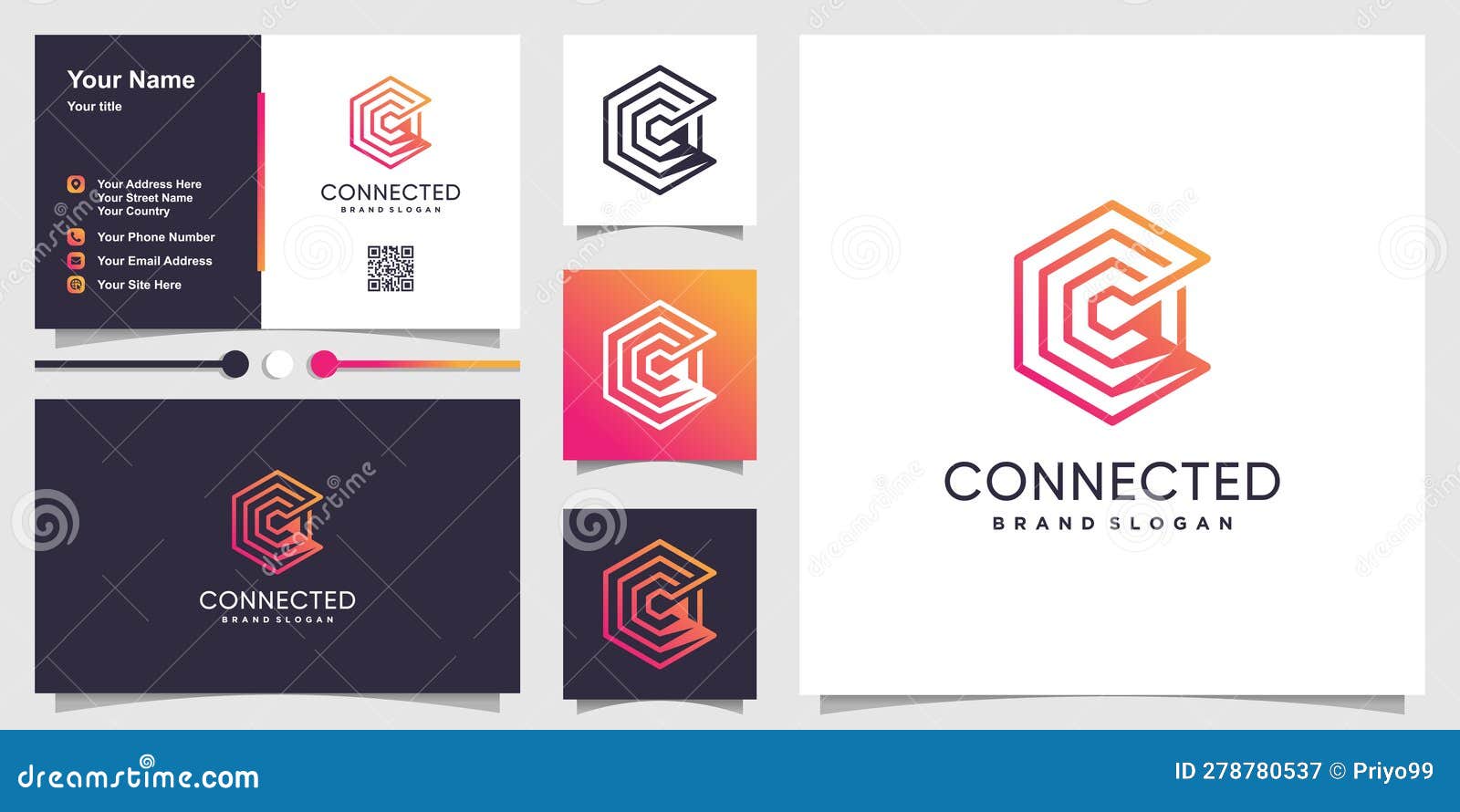Connect Logo Design with Creative Abstract Concept Premium Vector Stock ...