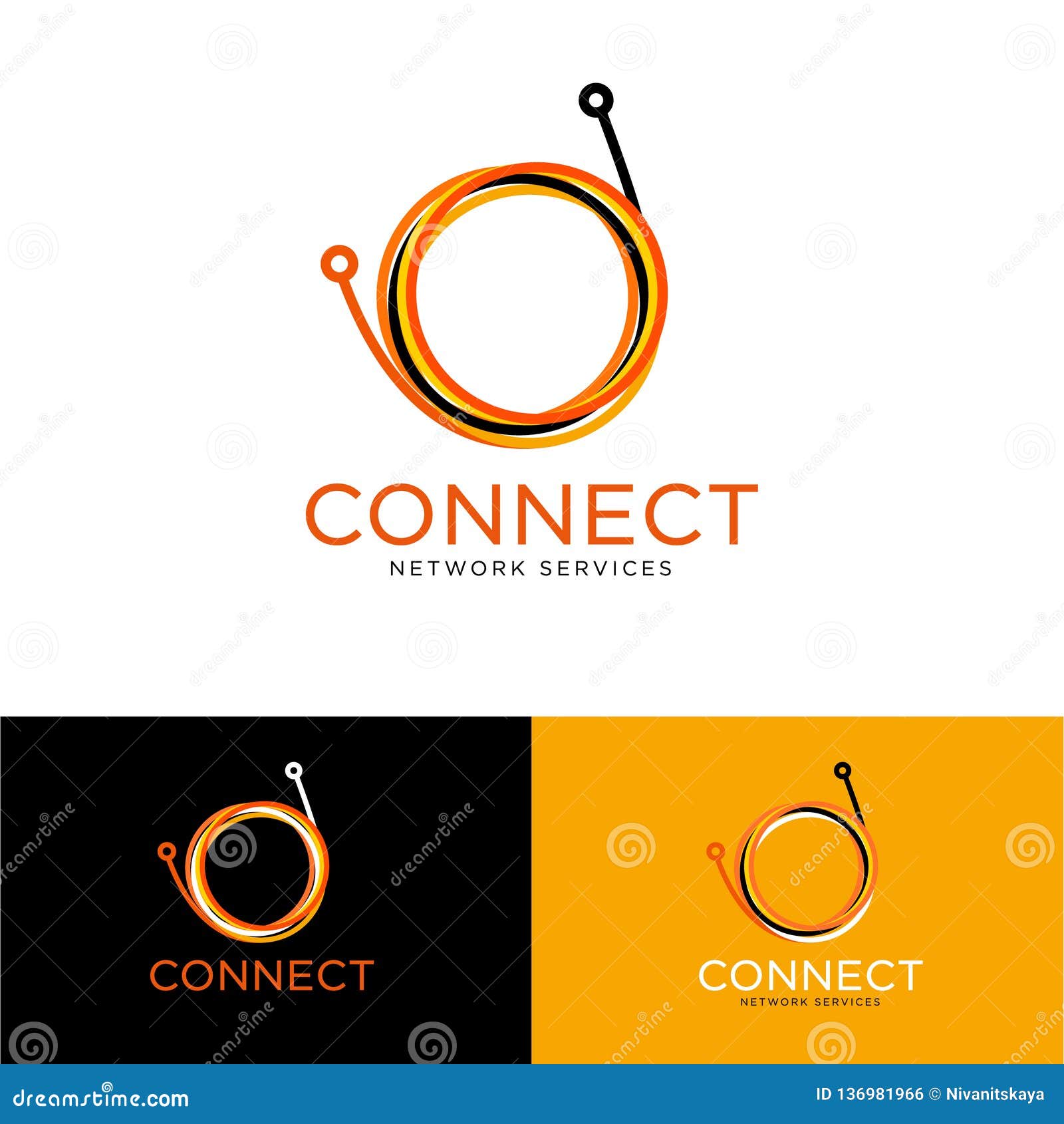 Connect Logo. Optical Fiber Loops From Multicolor Lines. Identity ...